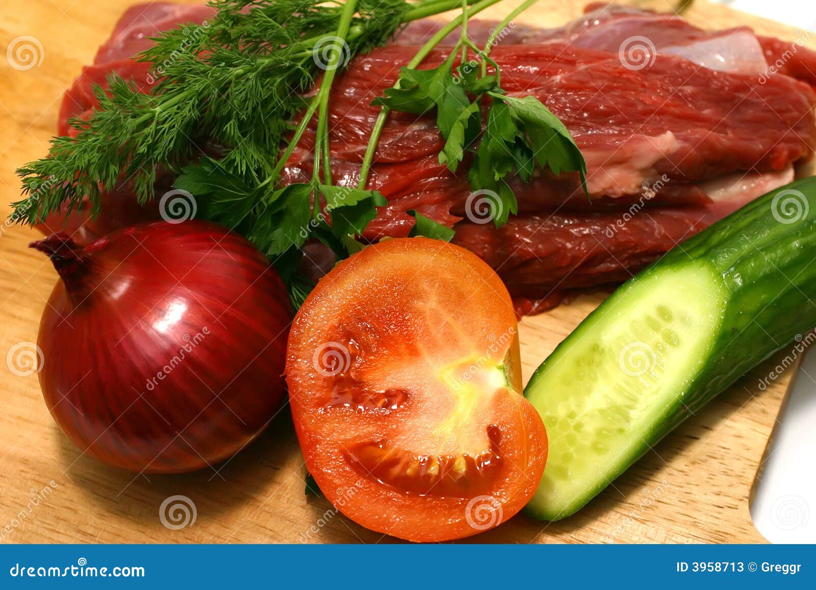 Fresh meat with vegetables stock image. Image of restaurant - 3958713