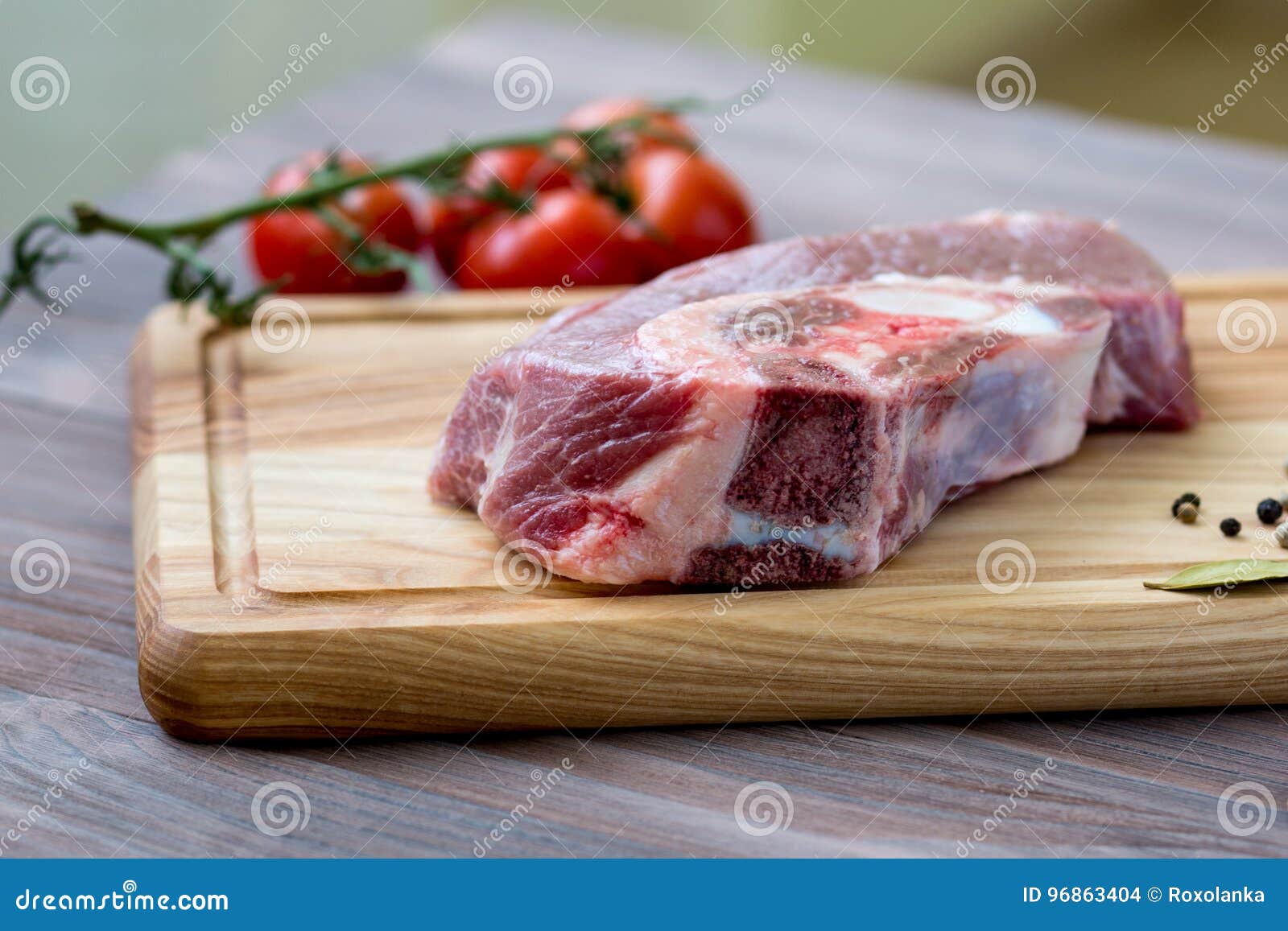 Fresh Meat on the Wooden Table Stock Photo - Image of organic, juicy ...