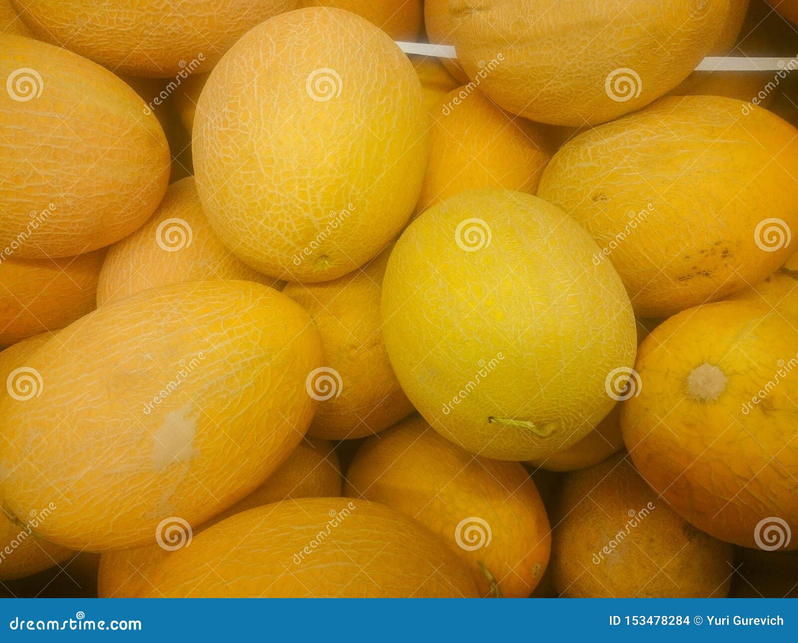 Fresh Melon on Shelf in Supermarket Stock Photo - Image of health ...