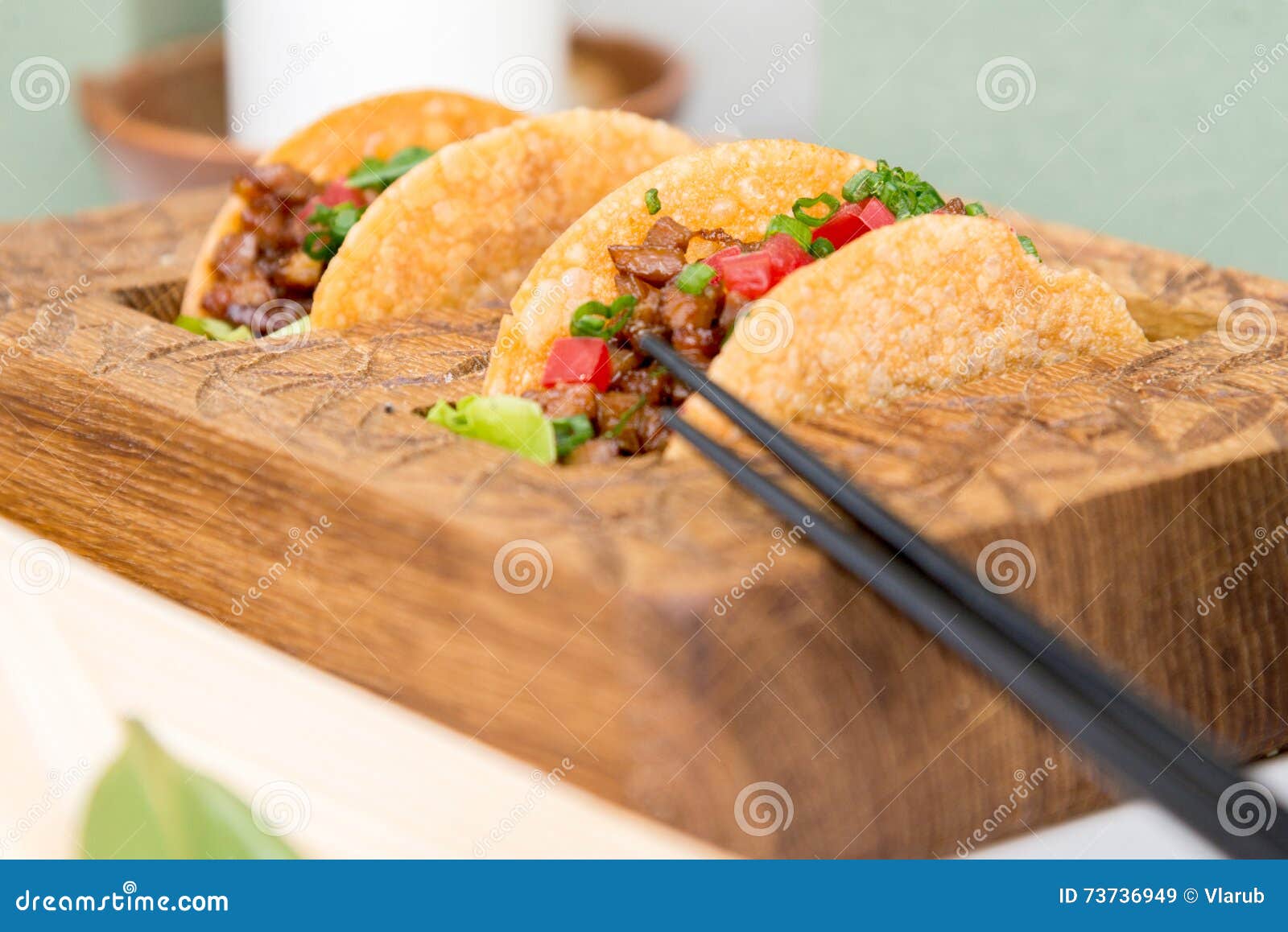 Fresh Mexican Taco Shells with Beef and Vegetables Stock Image - Image ...