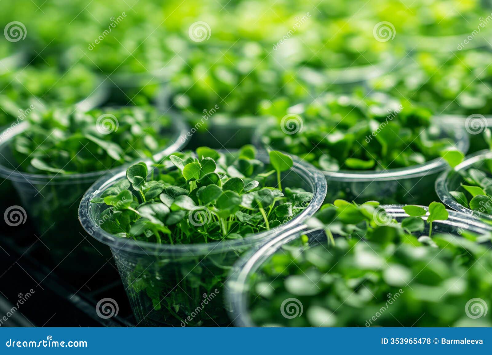 Fresh Microgreens Growing in Small Containers Stock Photo - Image of ...