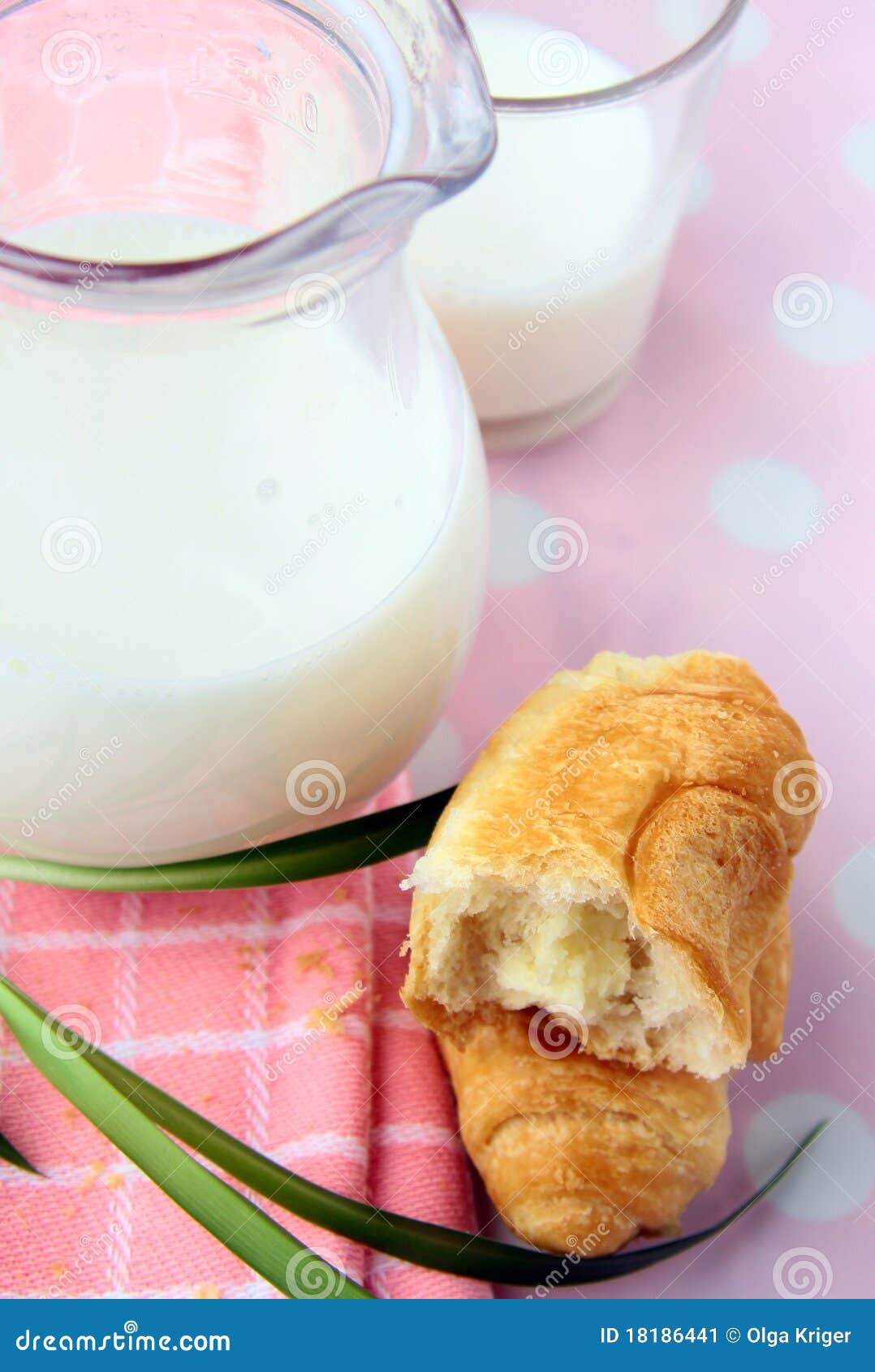 Fresh milk and croissant stock image. Image of fragrant - 18186441