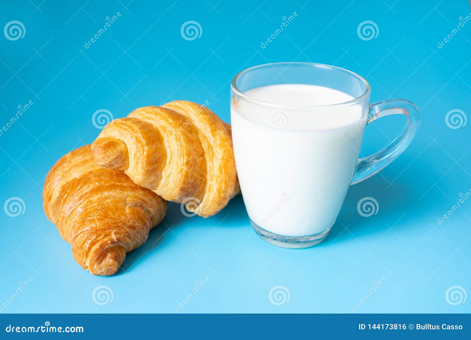 Fresh Milk and Croissants for Breakfast Stock Photo - Image of bake ...