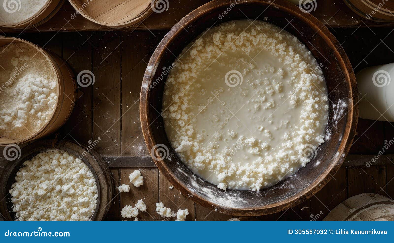 Fresh Milk Curdles in a Wooden Vat Under Precise Temperature Control ...