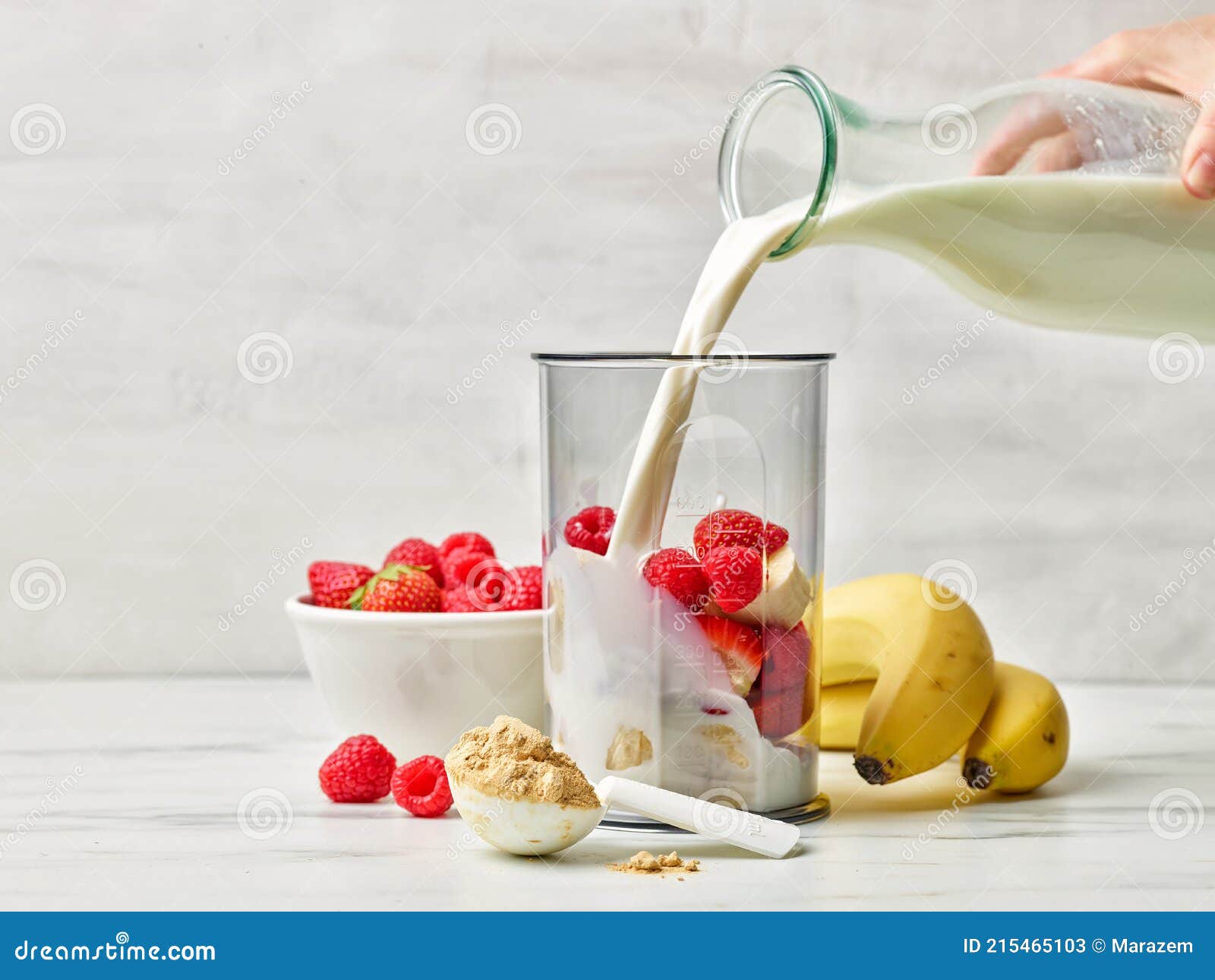 Fresh Milk Pouring into Blender Container Stock Image - Image of drink ...