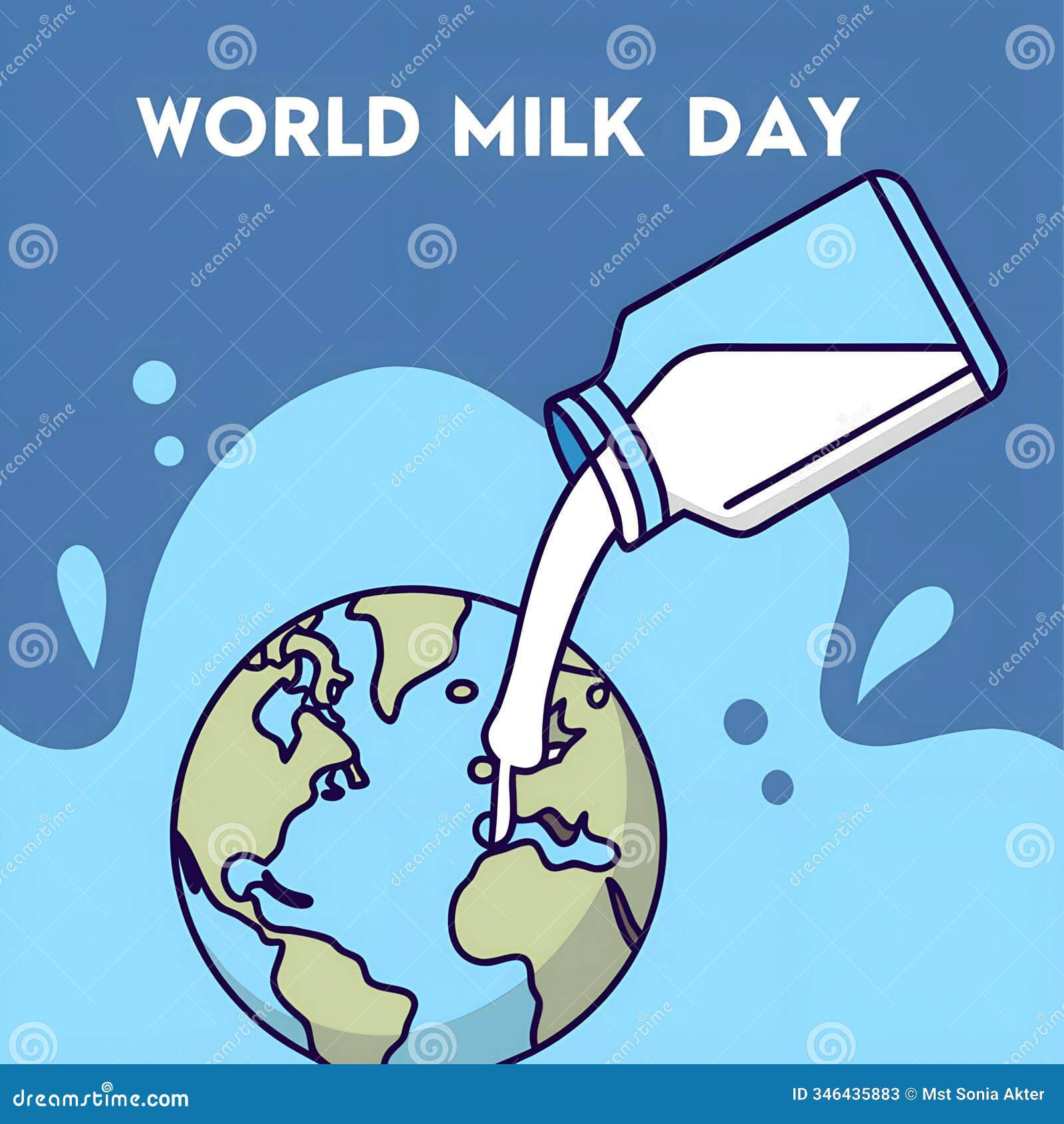 Fresh Milk and World Milk Day Illustration with Blue Sky Stock ...