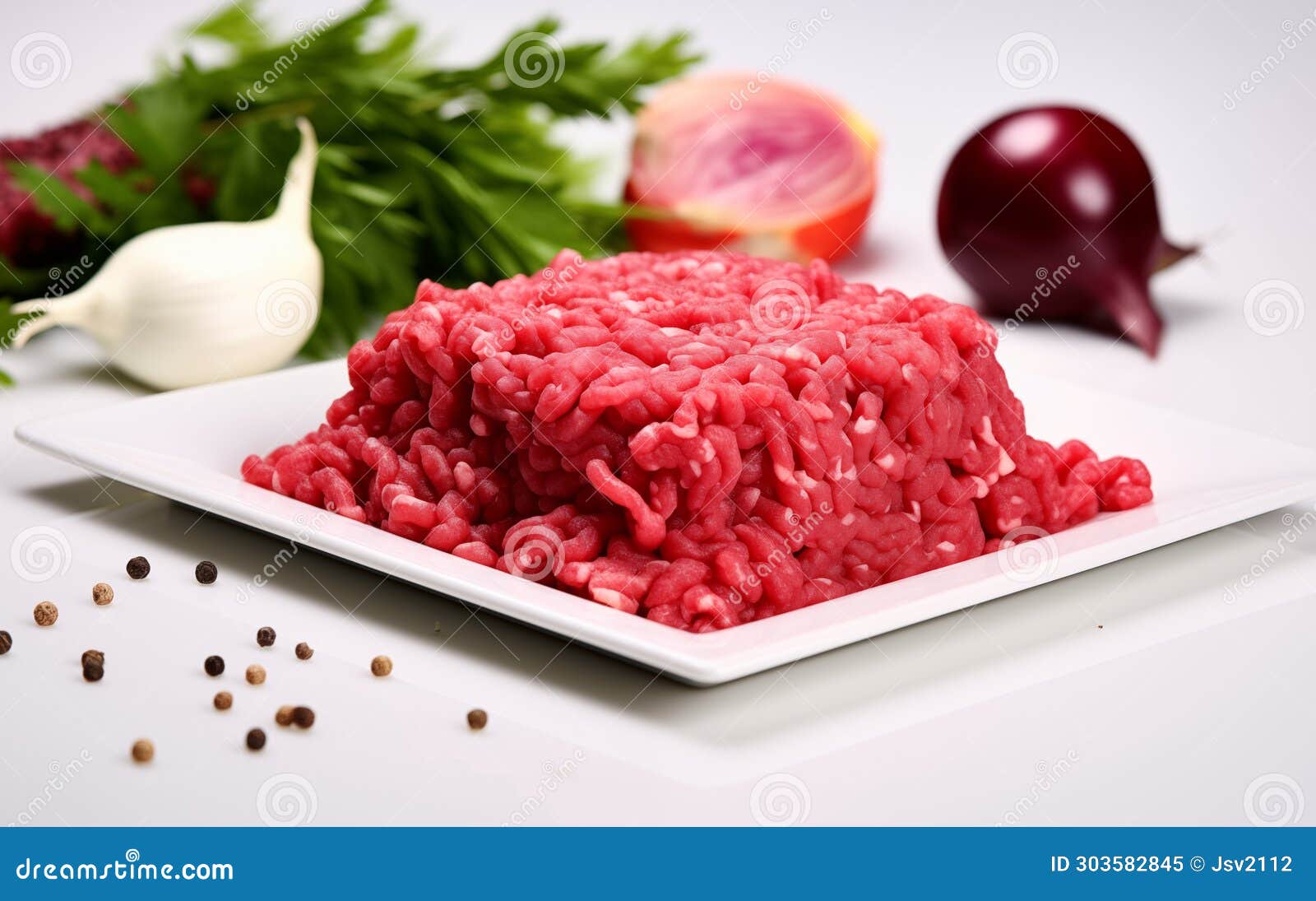 Fresh Minced Meat Ready for Cooking Isolated on White Background Stock ...