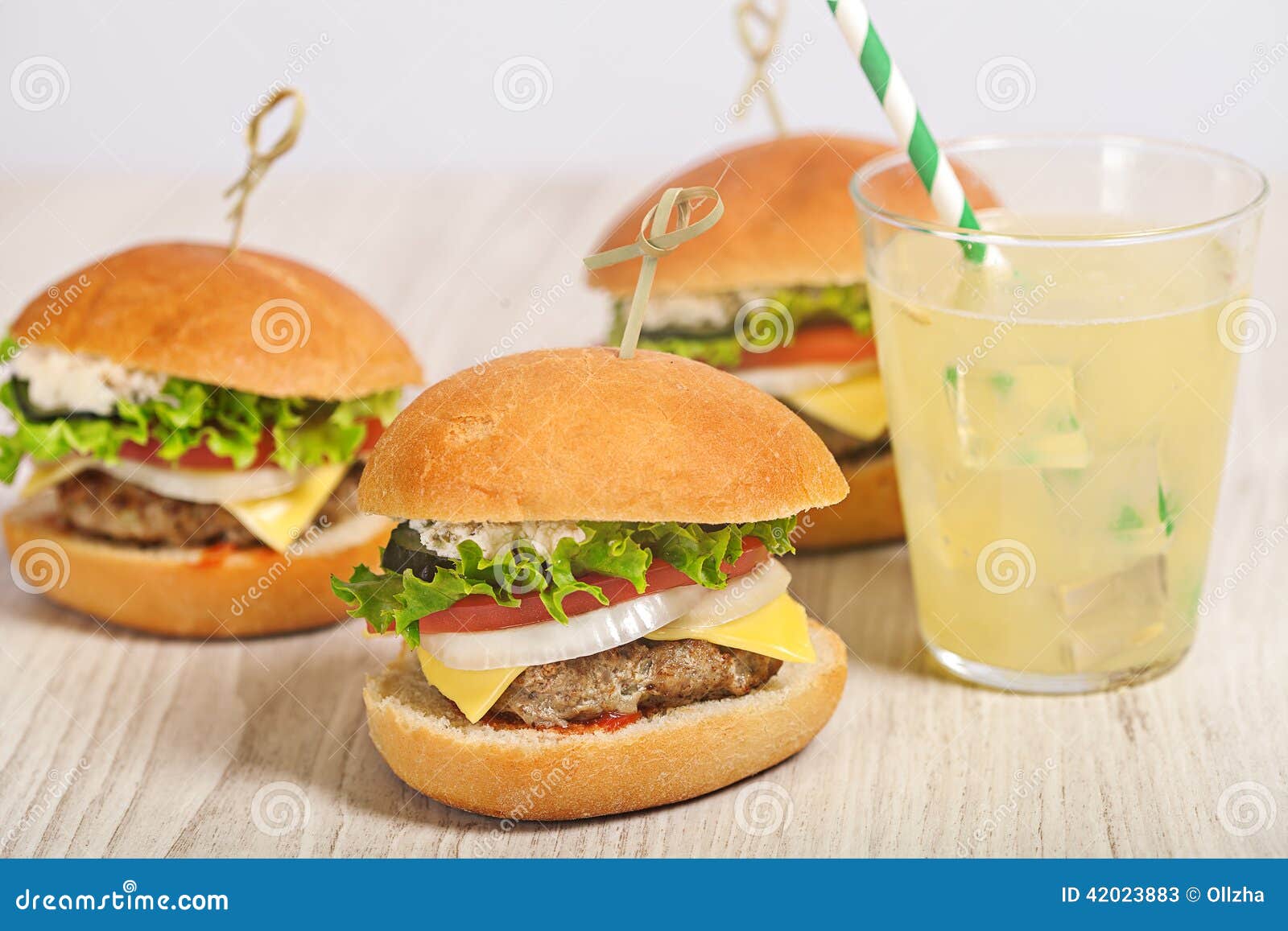 Mini Burger With Patty, Cheese, Tomato And Lettuce. Royalty-Free Stock ...