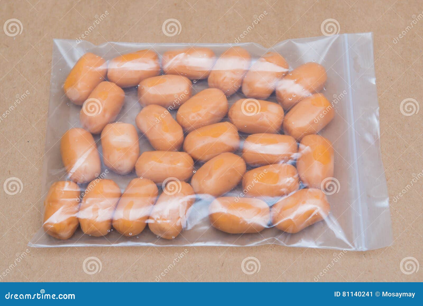 Fresh Mini Sausage in Plastic Bag Stock Image - Image of gourmet ...
