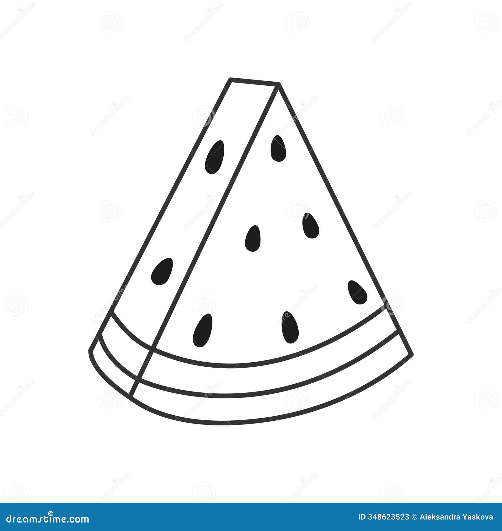 Fresh and Minimal Watermelon Slice in Line Art Style. Outline ...