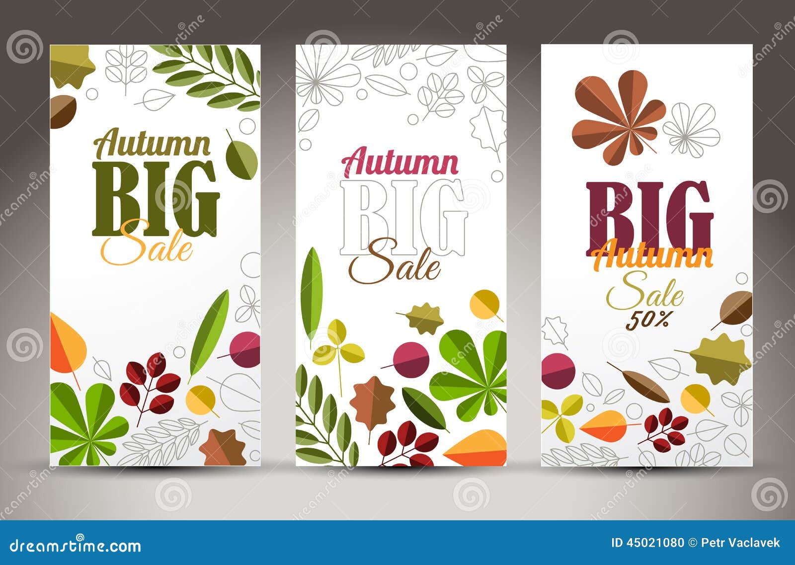 Fresh Minimalist Fall Vertical Banners with Leafs and Sample Text Stock ...