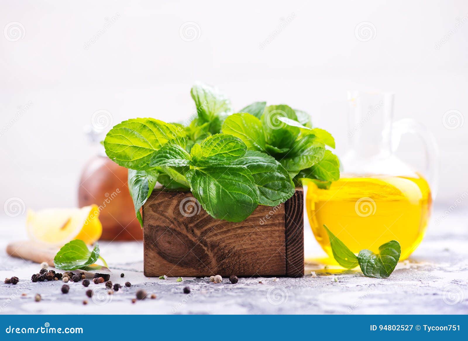 Fresh mint stock image. Image of healthy, wooden, spice - 94802527