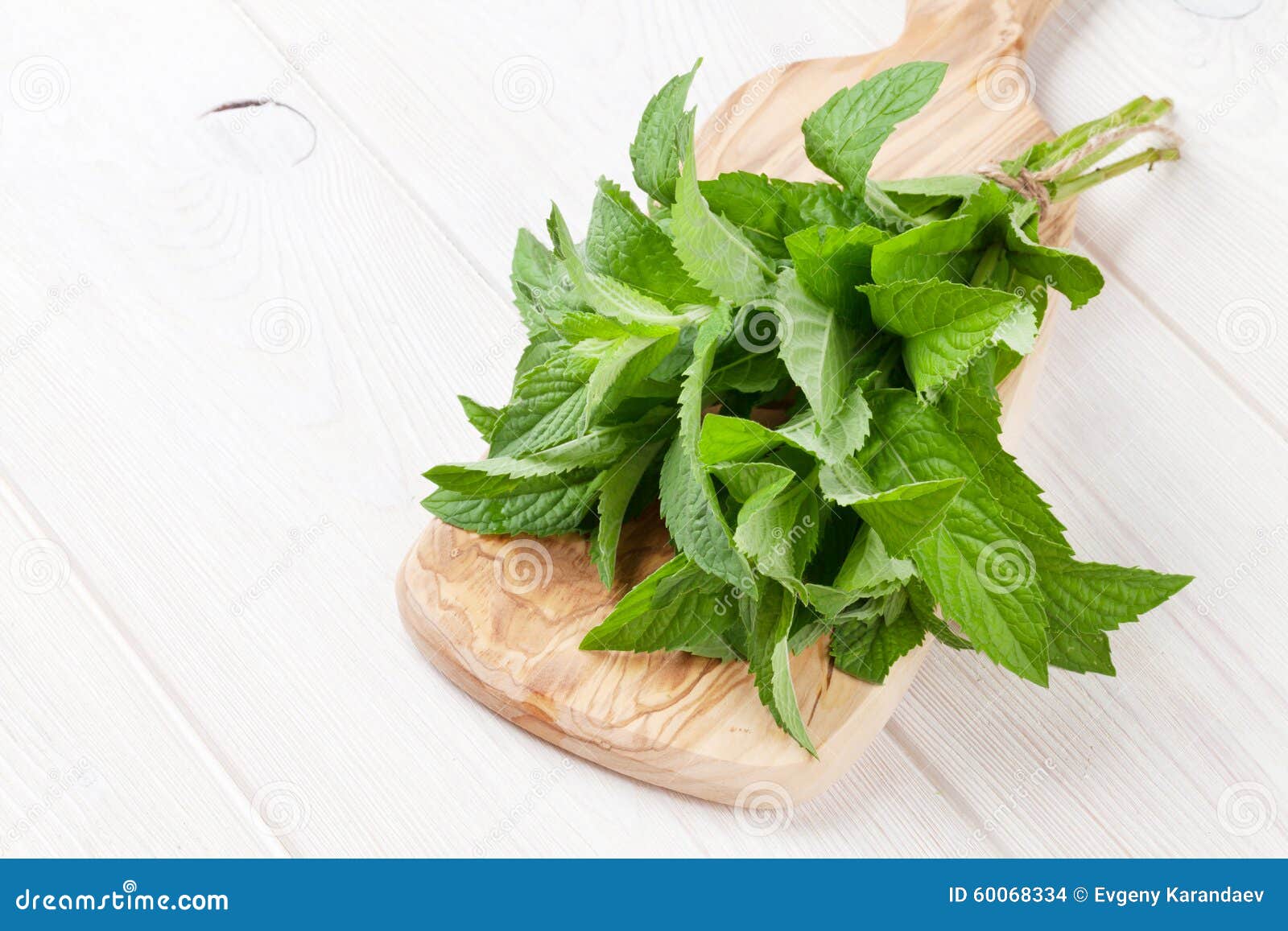 Fresh Mint Bunch on Cutting Board Stock Photo - Image of copy, culinary ...