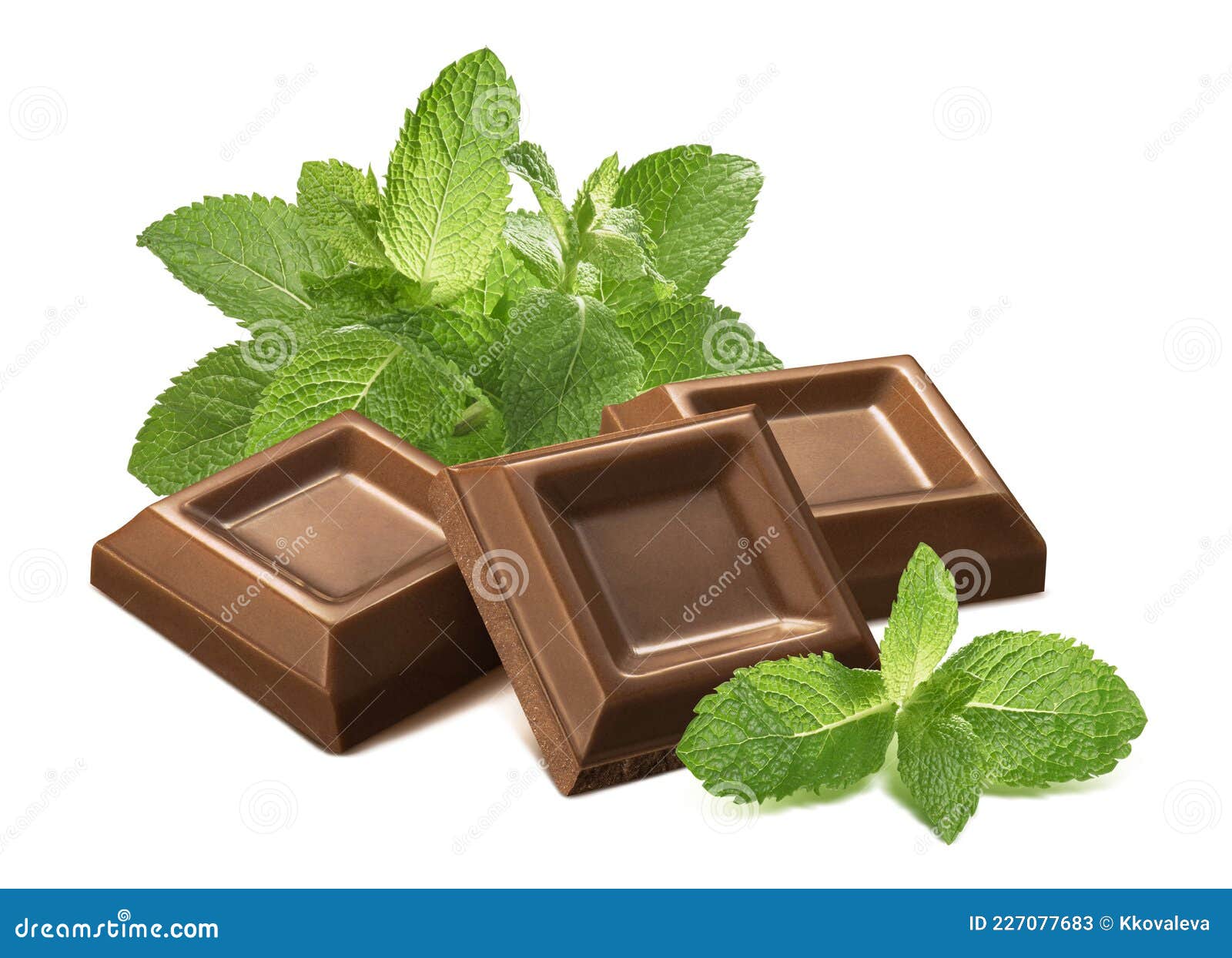 Fresh Mint Leaves and Chocolate Pieces Isolated on White Background ...