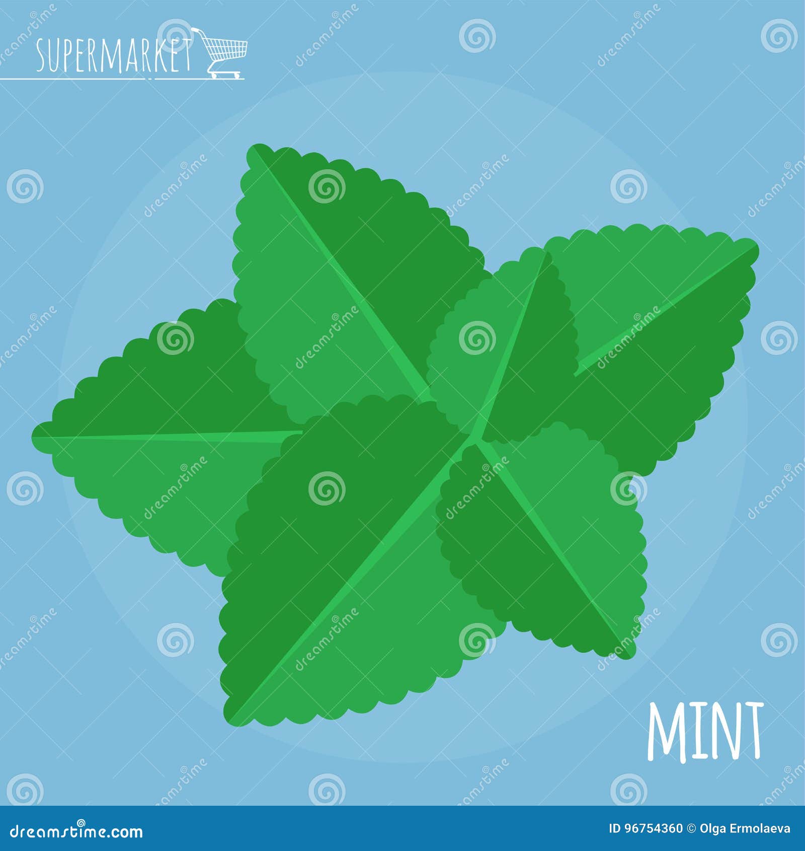 Fresh mint vector icon. stock vector. Illustration of herb - 96754360