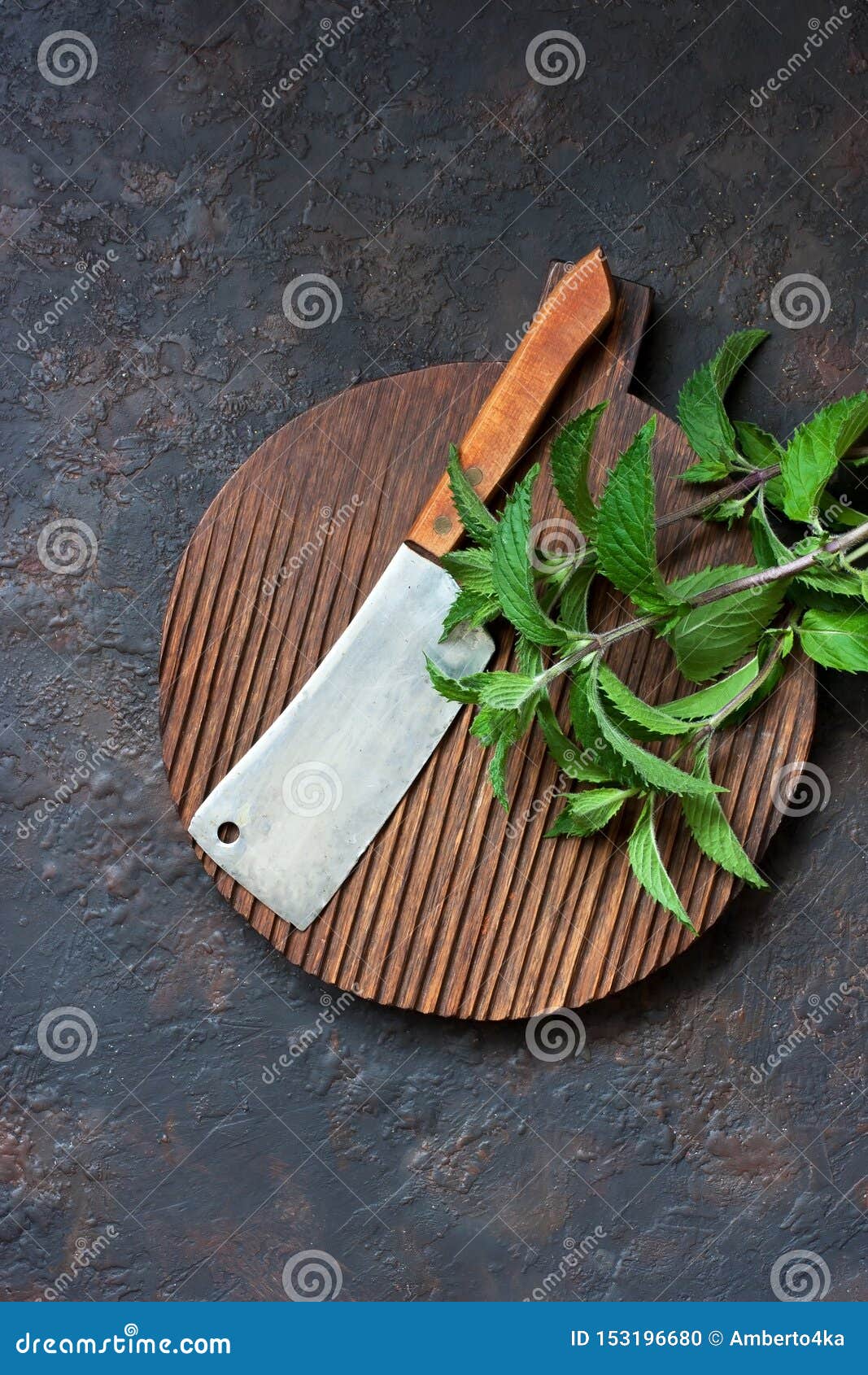 Fresh Mint on Wooden Chopping Board Stock Photo - Image of cuisine ...