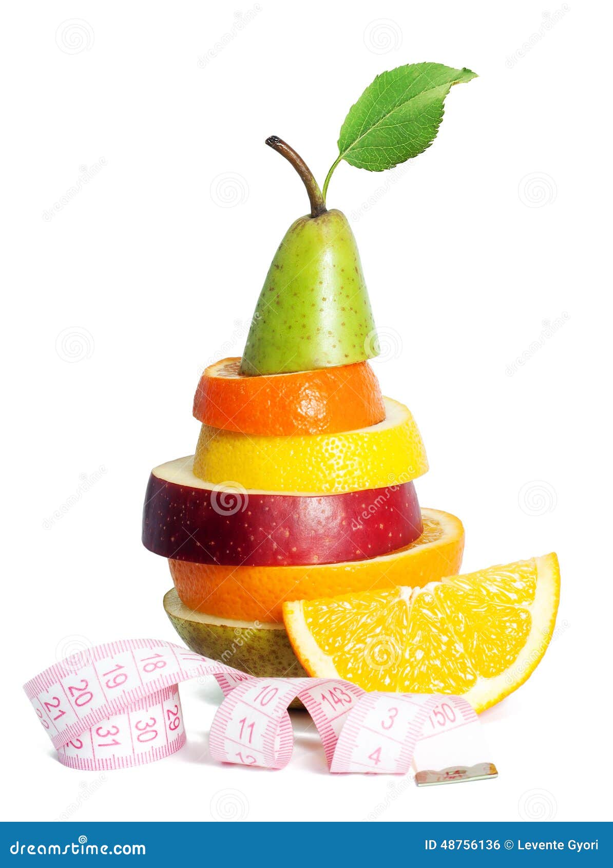 Fresh Mixed Fruit with Measuring Tape Stock Photo - Image of fruits ...
