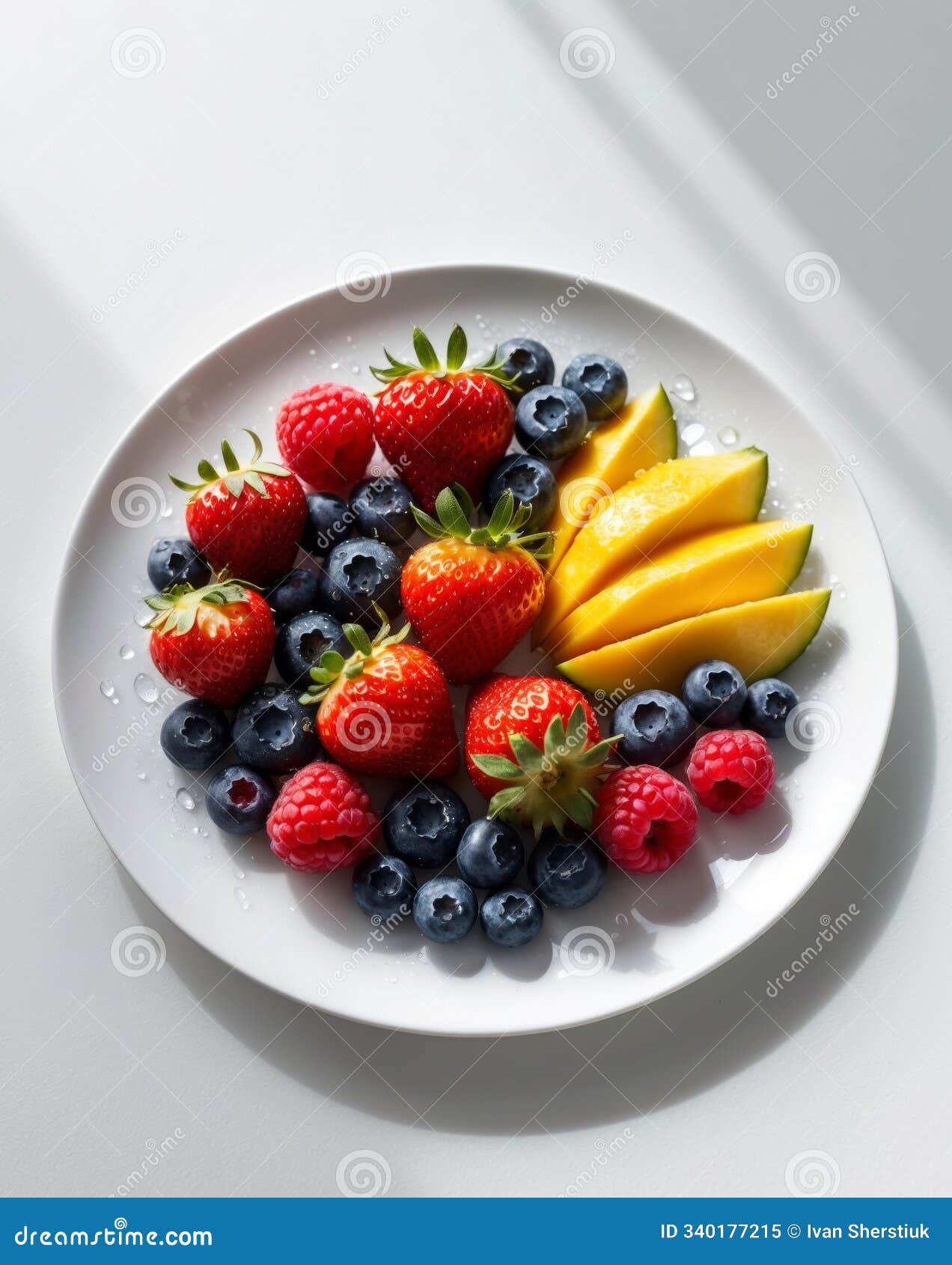 Fresh Mixed Fruit Platter with Berries and Mango. Stock Image - Image ...