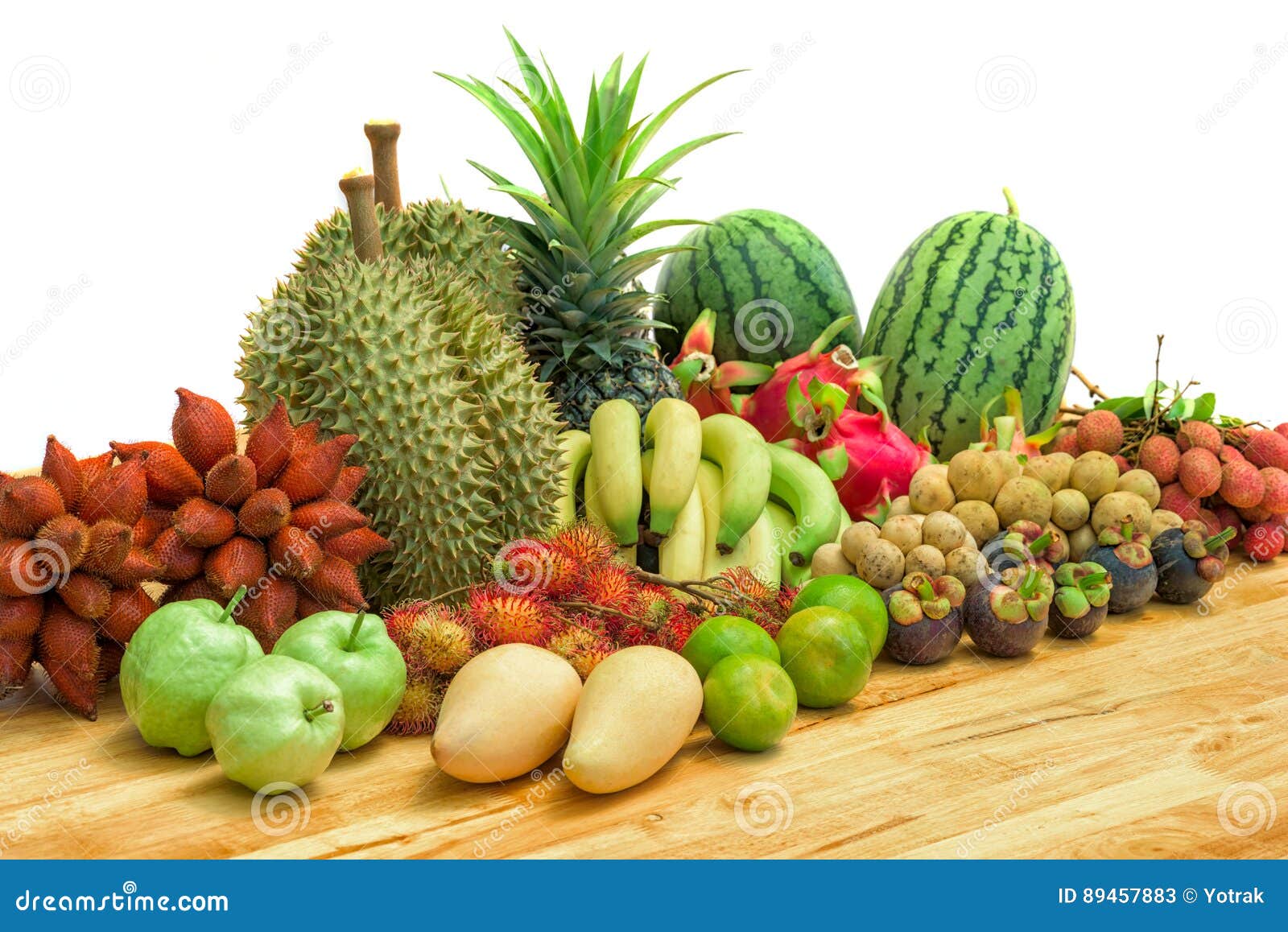 Fresh Mixed Fruits on Wood Table Stock Image - Image of freshness ...