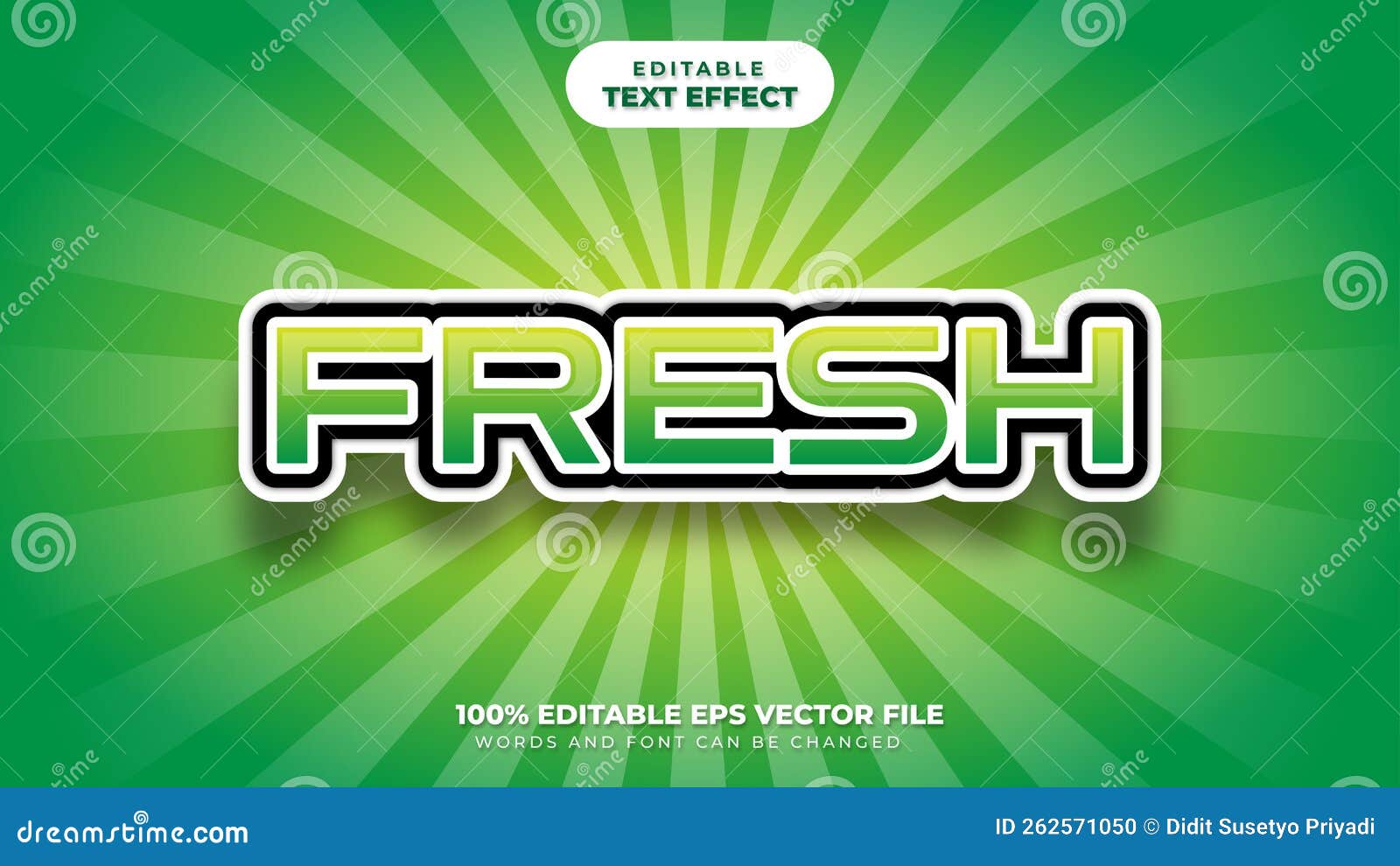 Fresh 3D Text Effect, Editable Text Effect Stock Vector - Illustration ...
