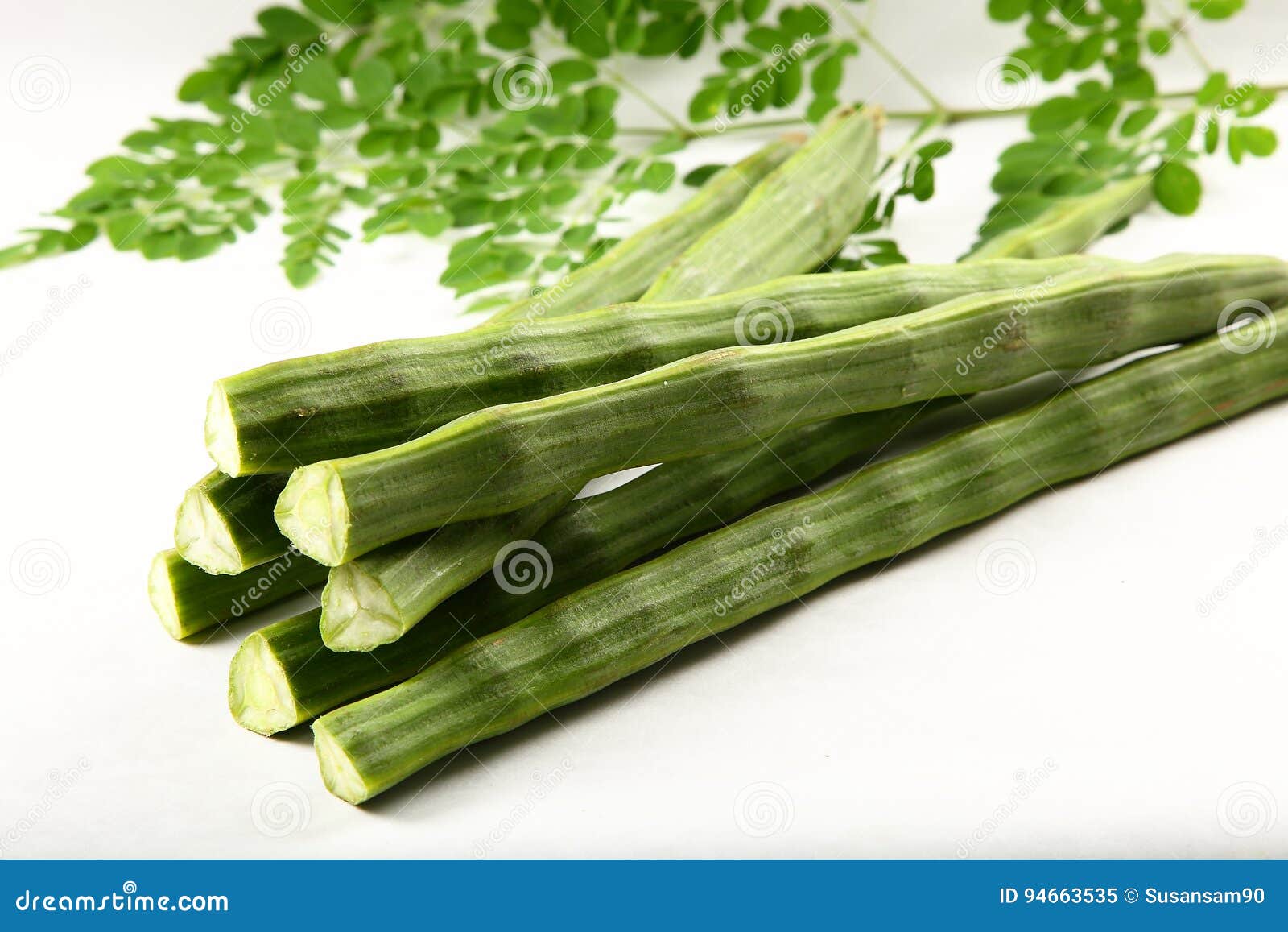 Fresh Moringa Oleifera Fruit and Leaves. Stock Image - Image of ...