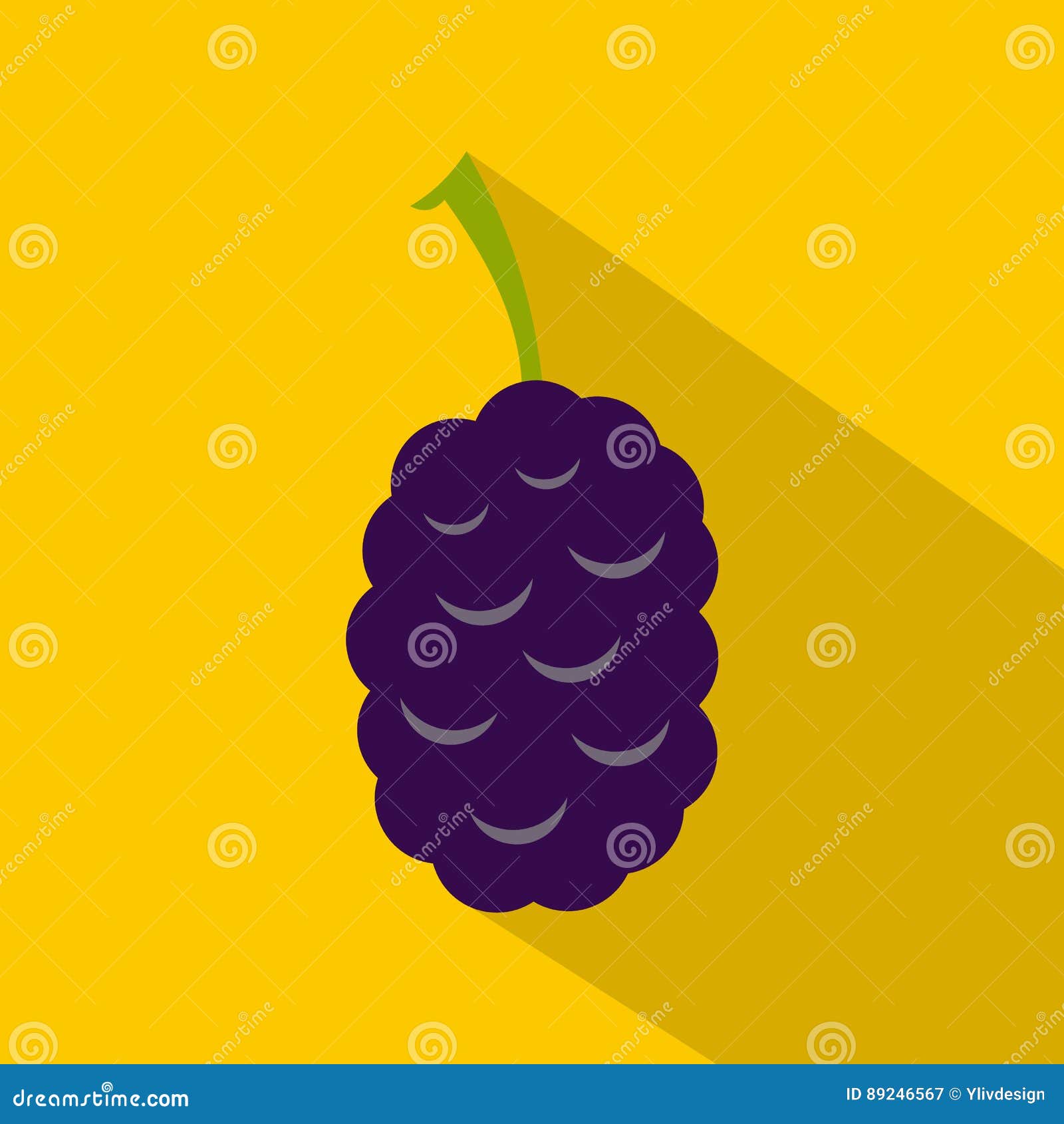 Fresh Mulberry Icon, Flat Style Stock Vector - Illustration of ...