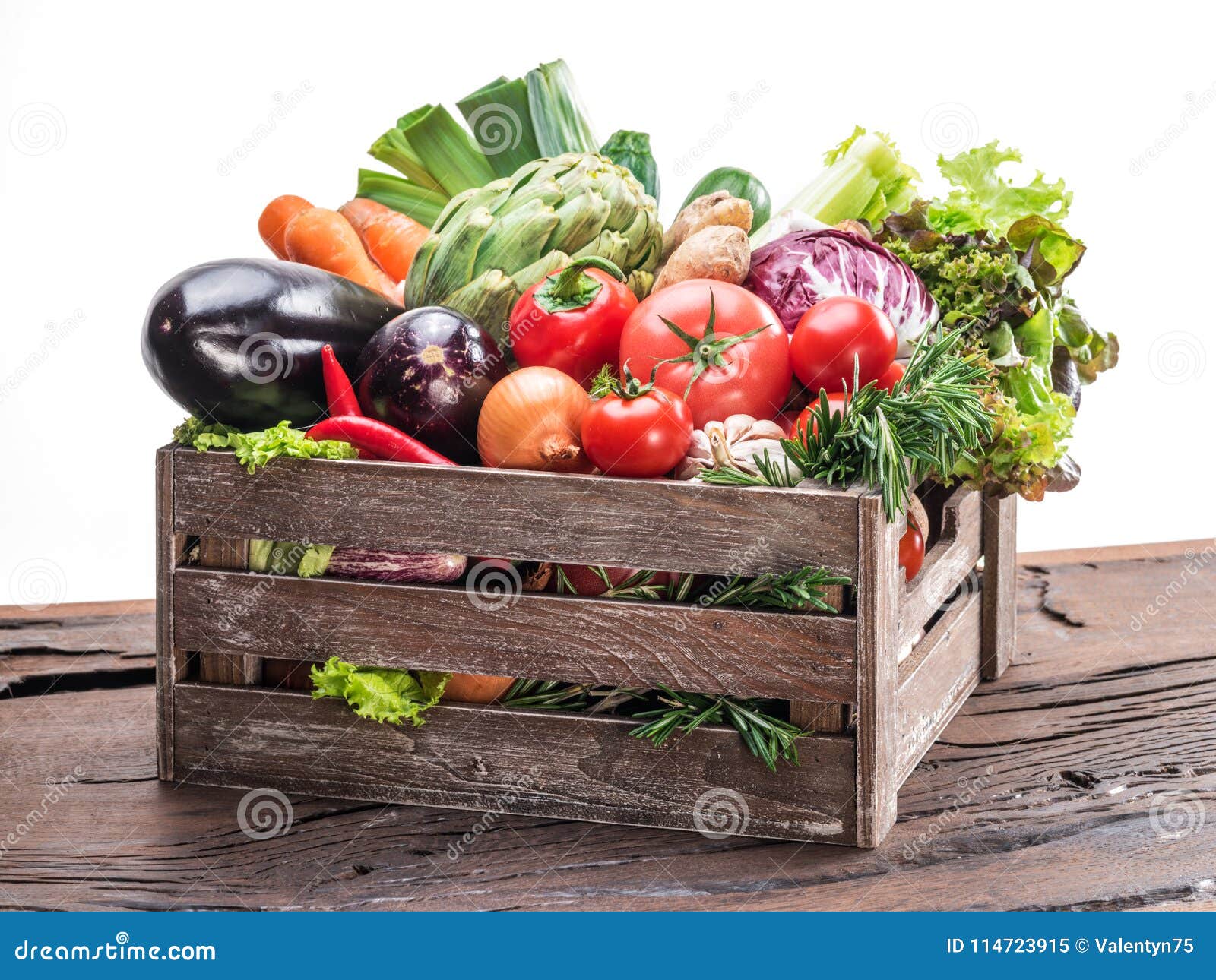 Fresh Multi-colored Vegetables in Wooden Crate. Stock Image - Image of ...