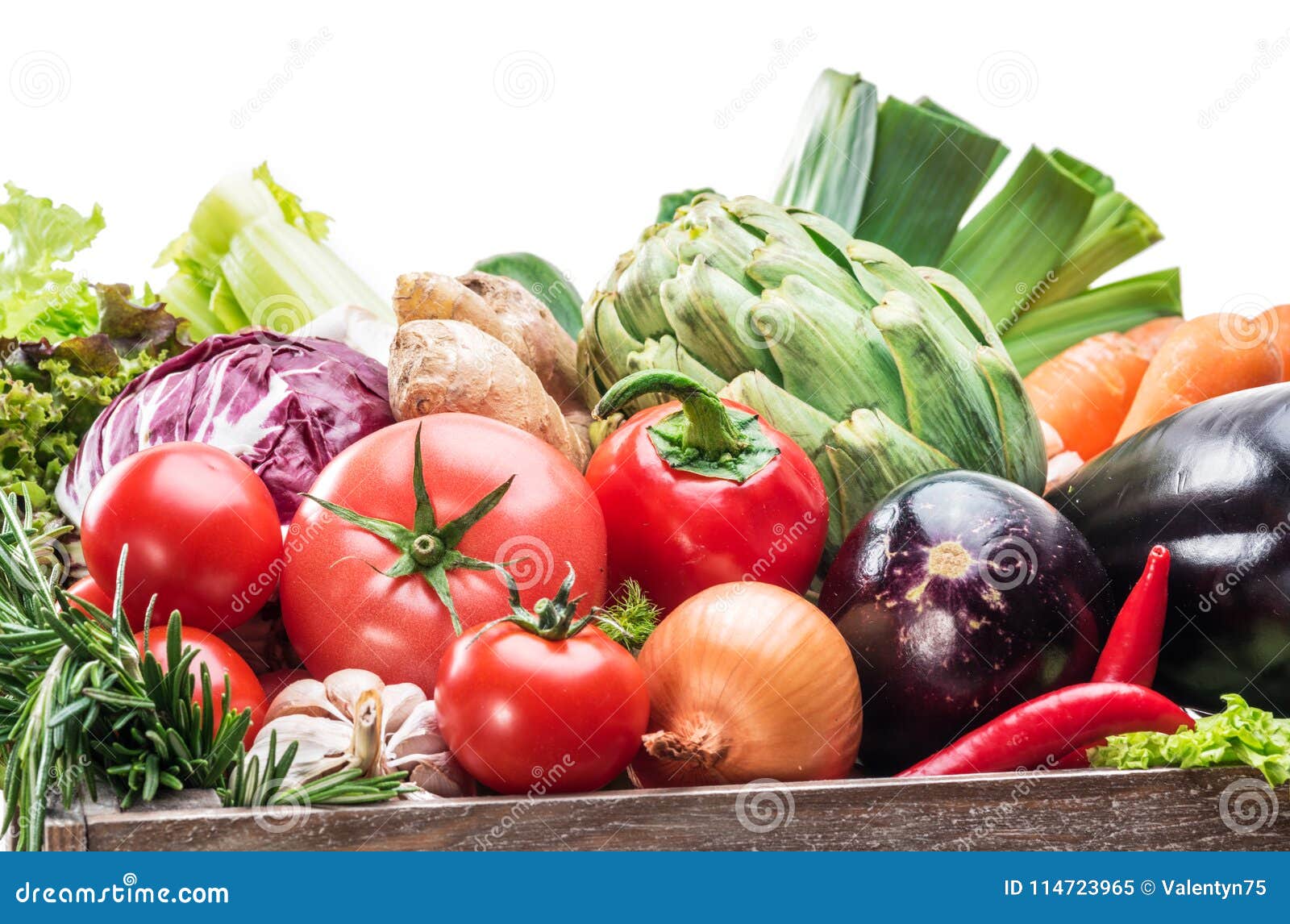 Fresh Multi-colored Vegetables in Wooden Crate. Stock Image - Image of ...