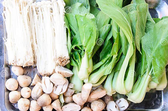 Fresh mushroom and choy stock photo. Image of japanese - 28571488
