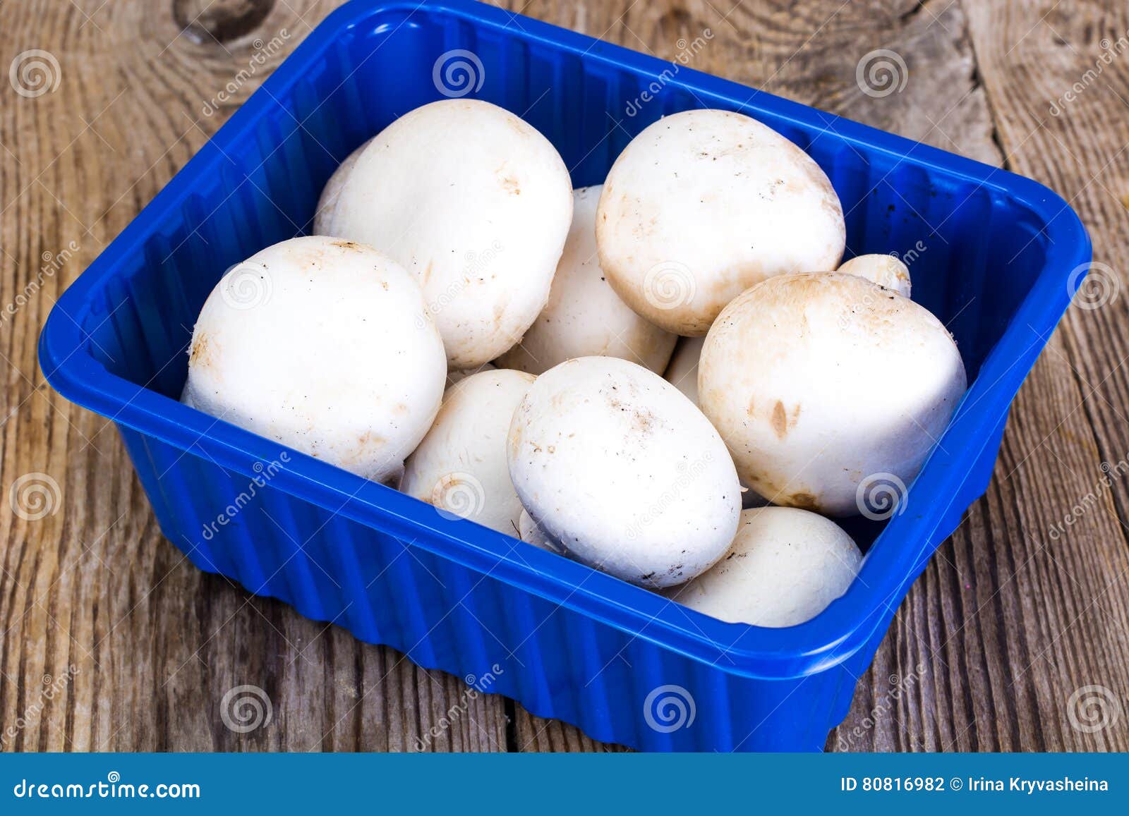 Fresh Mushrooms in the Packaging Box Stock Photo - Image of champignon ...