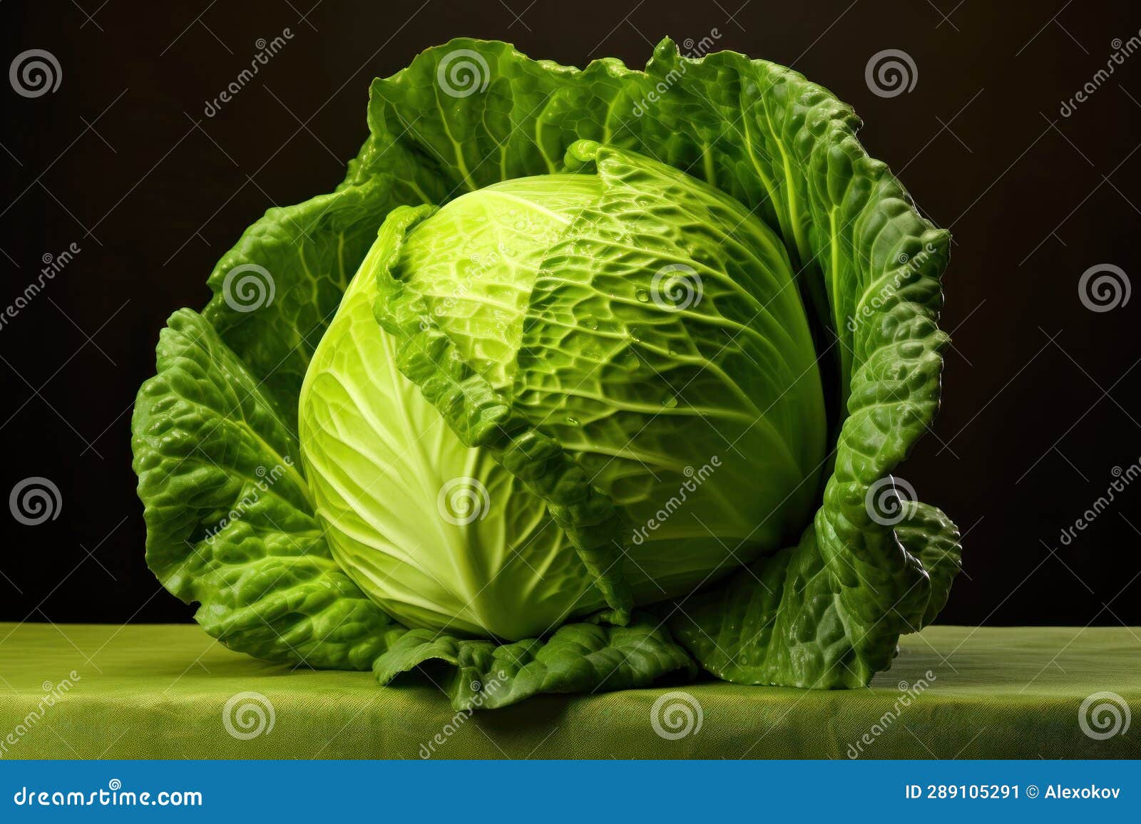 Fresh Napa Cabbages On Green Background AI Generated Stock Illustration ...