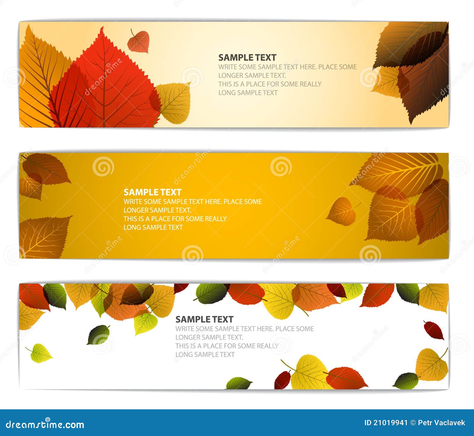 Fresh Natural Fall Horizontal Banners with Leafs Stock Illustration ...