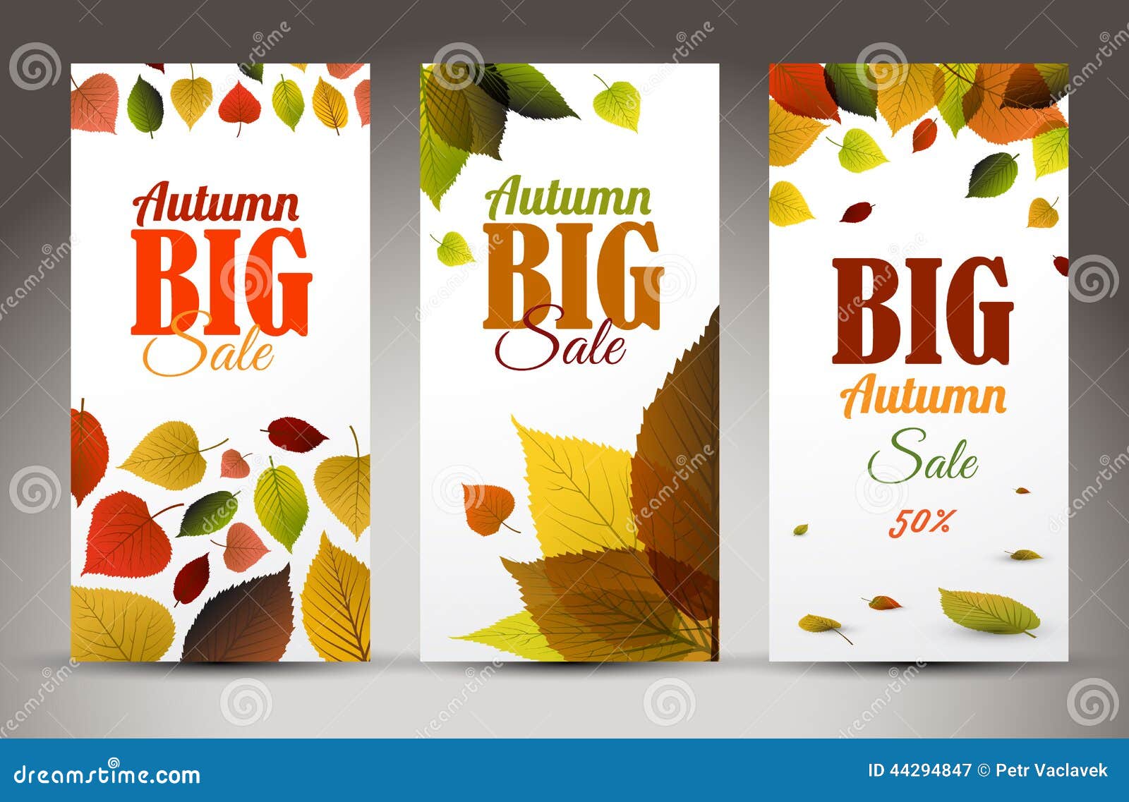 Fresh Natural Fall Vertical Banners with Leafs and Sample Text Stock ...