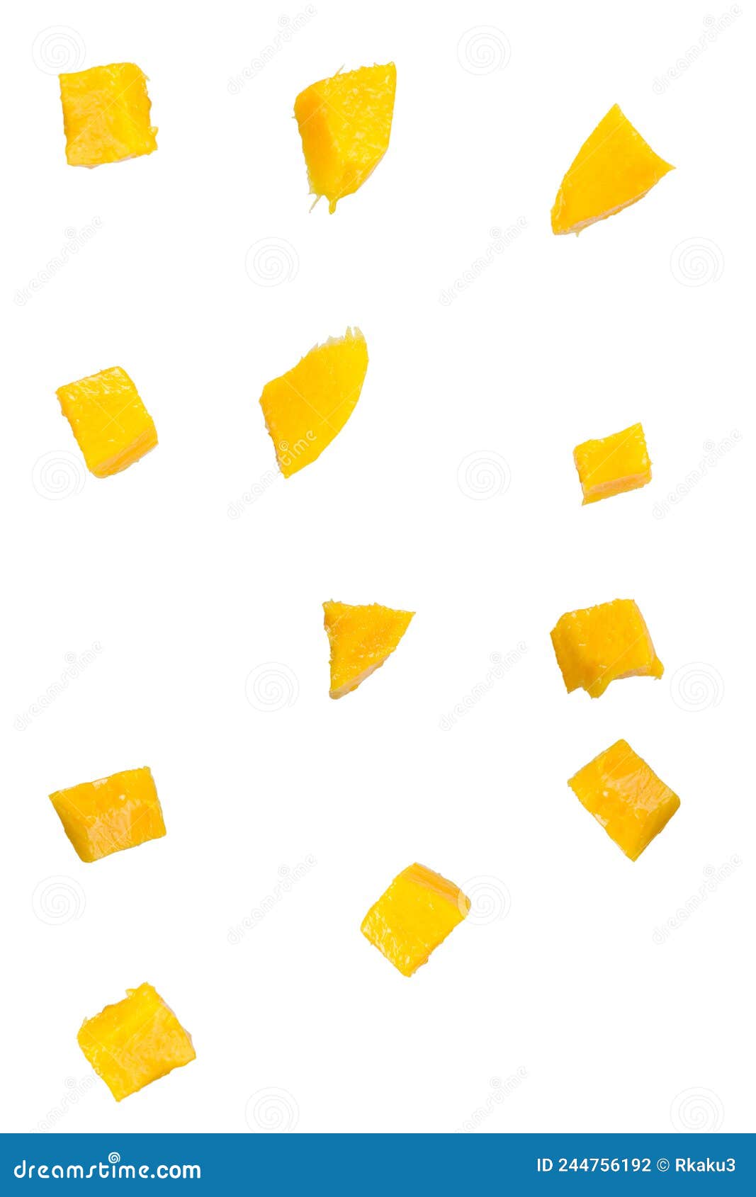 Fresh Natural Mango Slices Flying in the Air Isolated in White ...