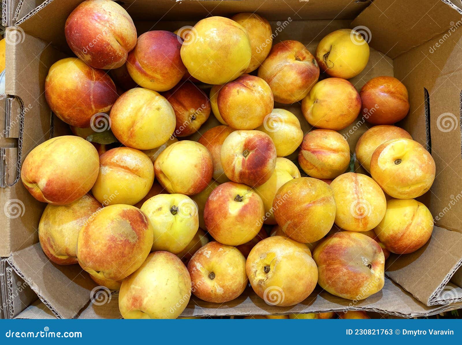 Fresh Nectarines in a Cardboard Box. Stock Image - Image of sale ...