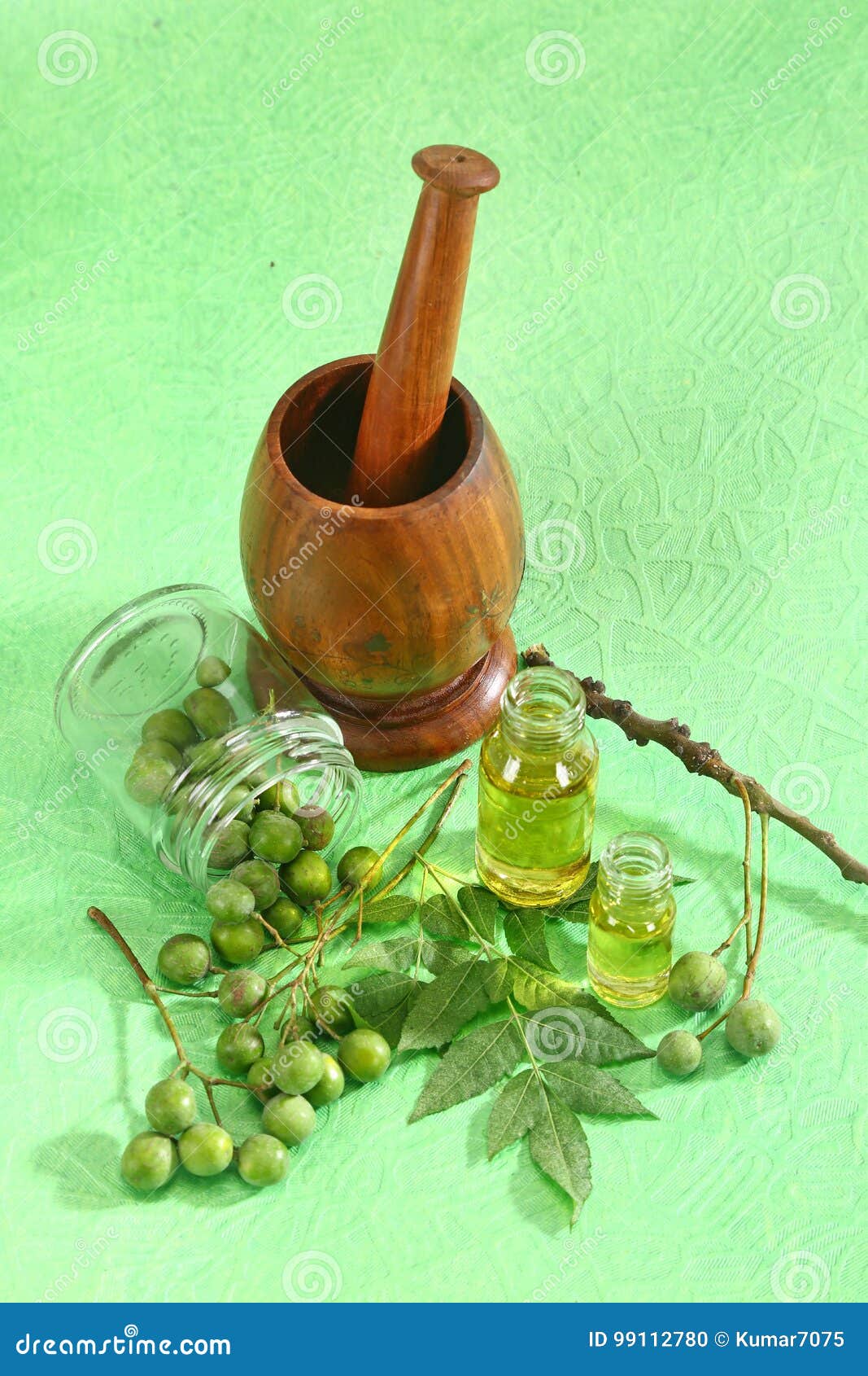 Fresh Neem Leaves with Oil stock photo. Image of glass - 99112780