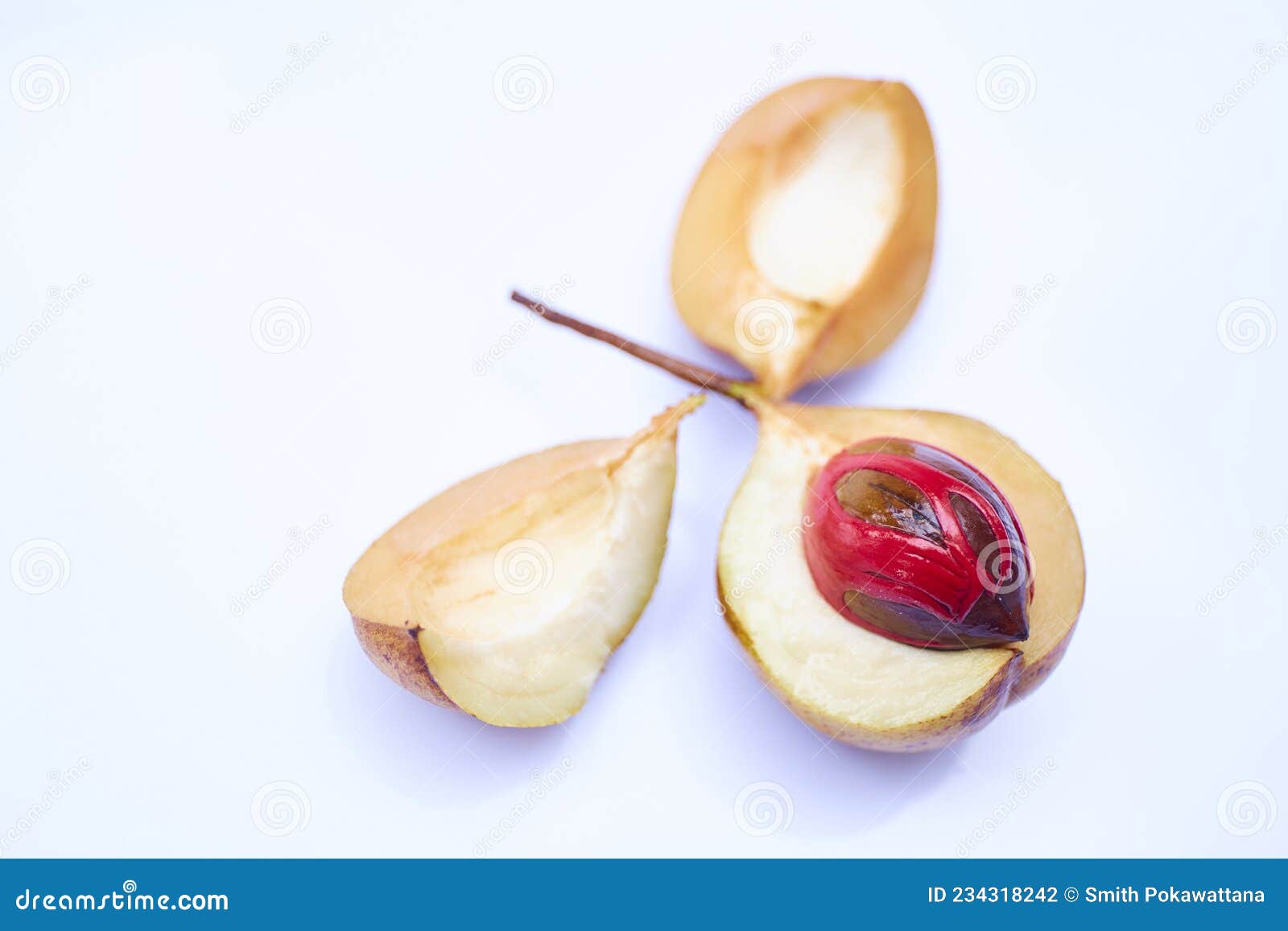 Fresh Nutmeg on White Background Stock Photo - Image of aromatic ...