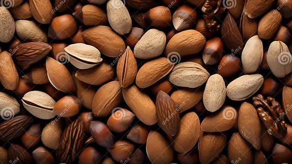 Fresh Nuts with Shells, Assorted Stock Illustration - Illustration of ...