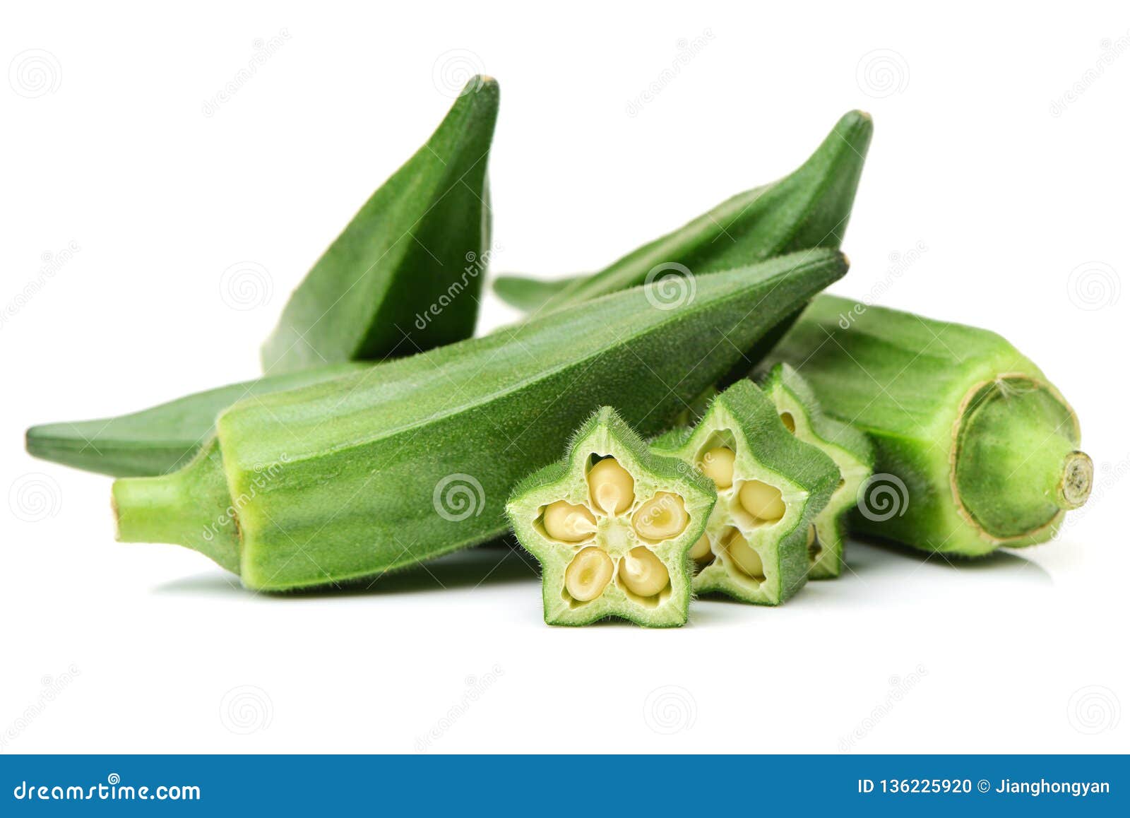 Fresh okra isolated stock photo. Image of okra, background - 136225920