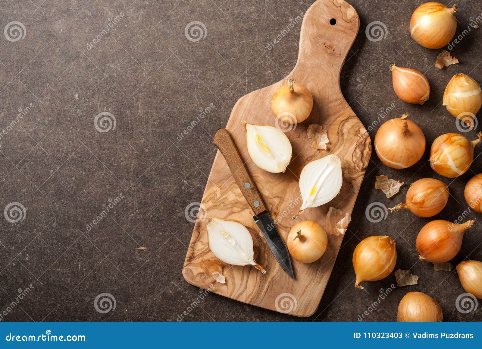 Fresh Onion on Kitchen Table Stock Image - Image of root, wooden: 110323403