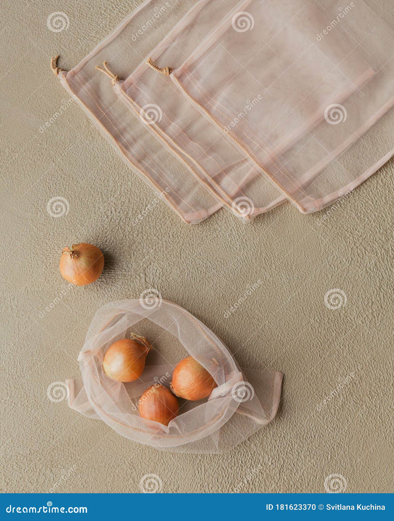 Fresh Onions Packed in a Reusable Mesh Bag with Drawstring. Refusal ...