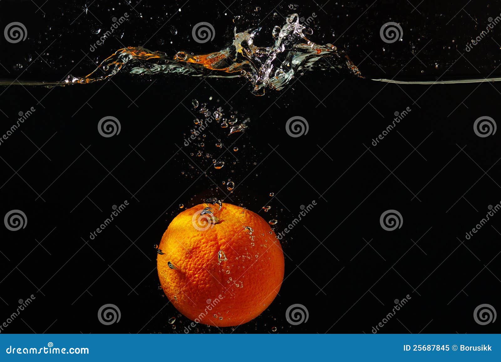 Fresh Orange Falling into the Water with a Splash Stock Image - Image ...