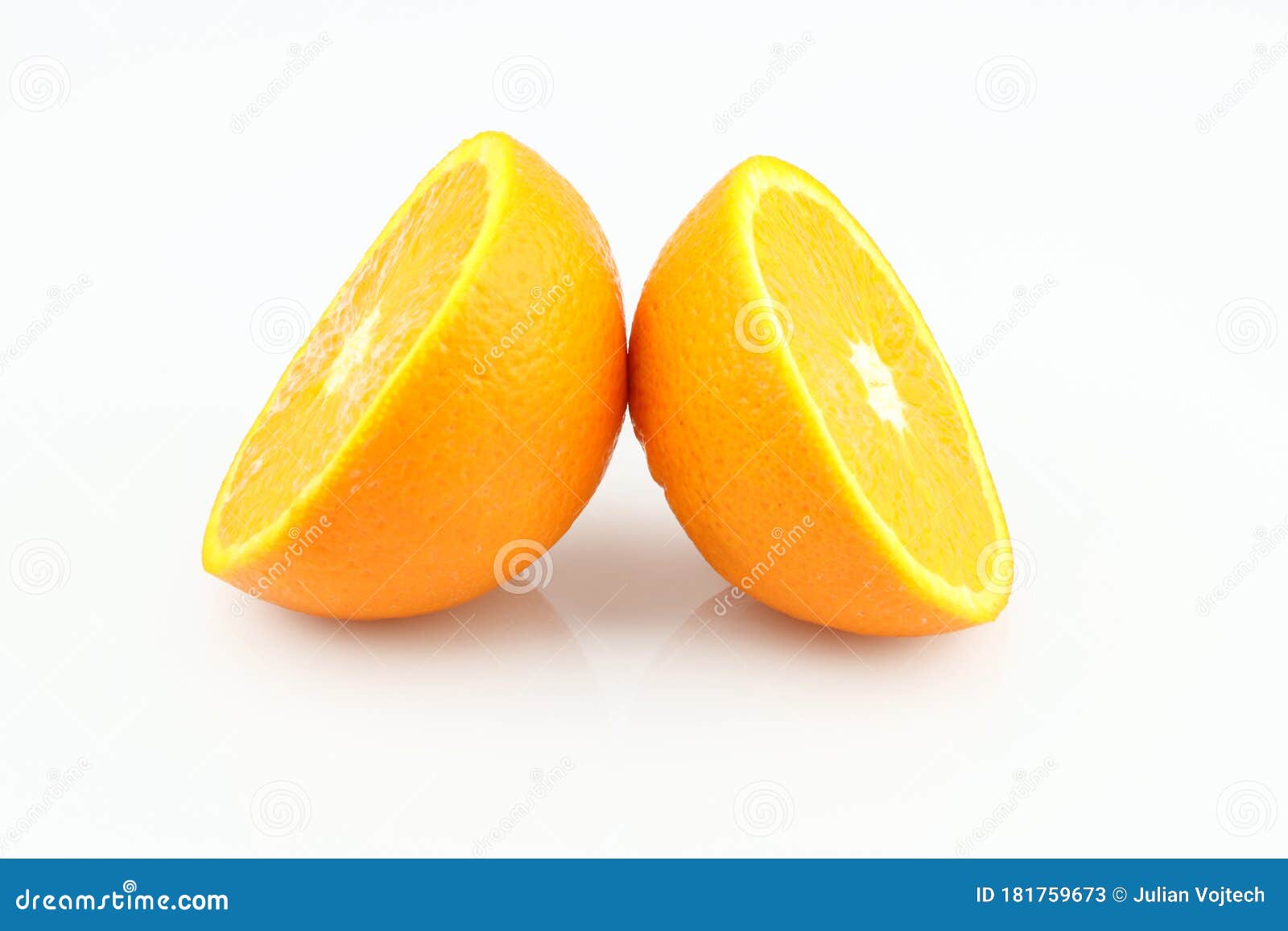 Fresh Orange Halves Isolated on White Background. Fresh Sliced Orange ...