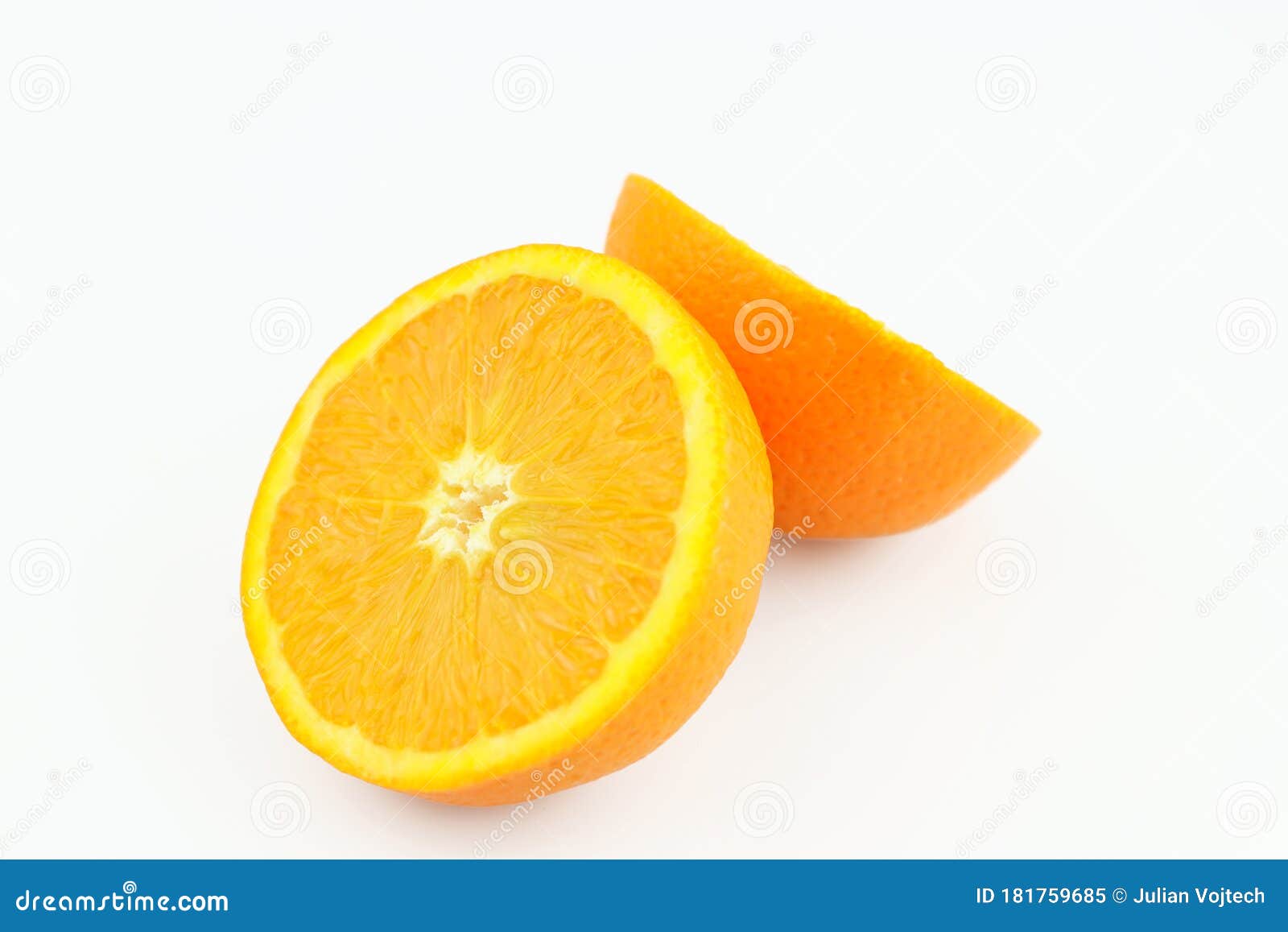Fresh Orange Halves Isolated on White Background. Fresh Sliced Orange ...