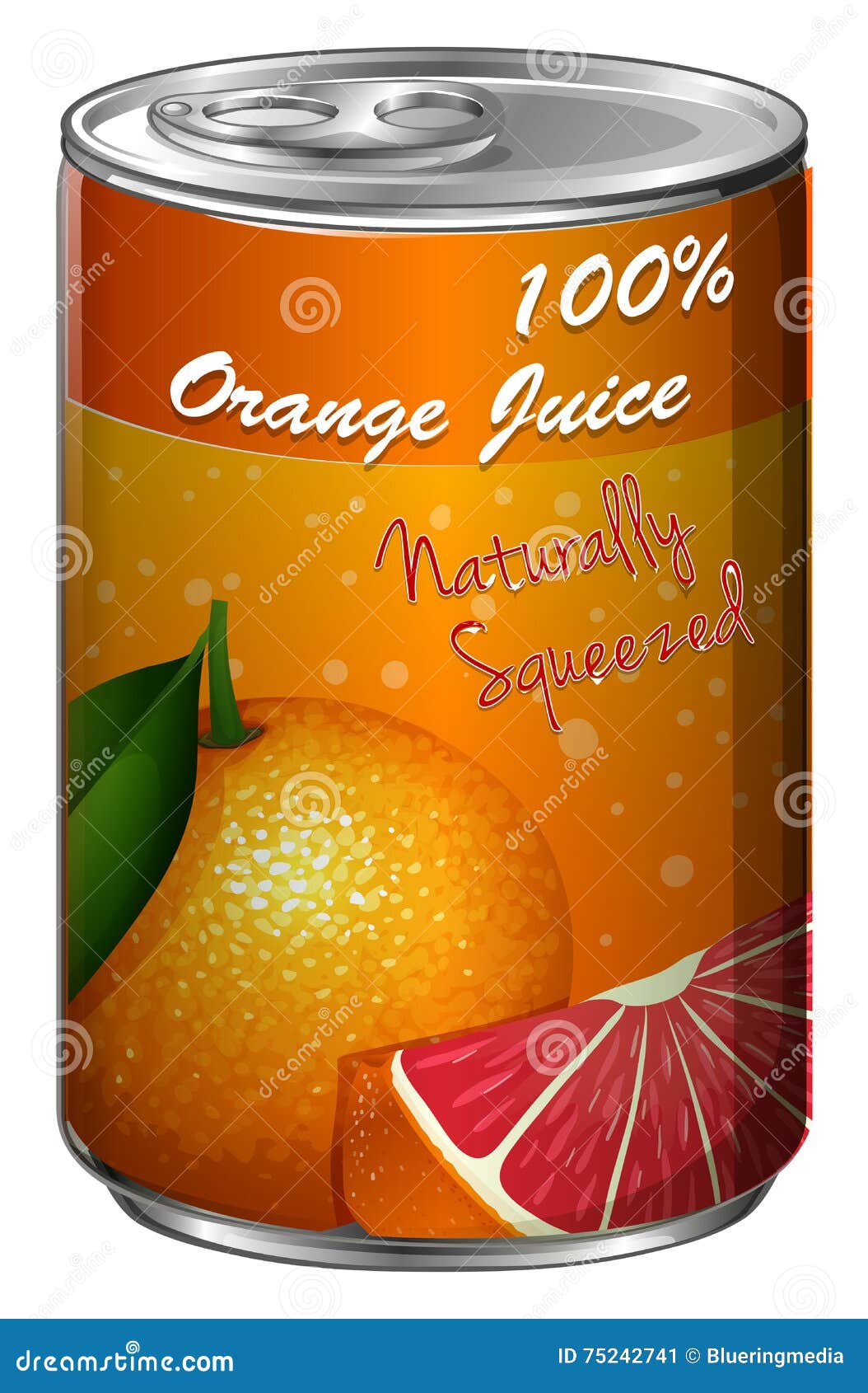 Fresh orange juice in can stock illustration. Illustration of natural ...