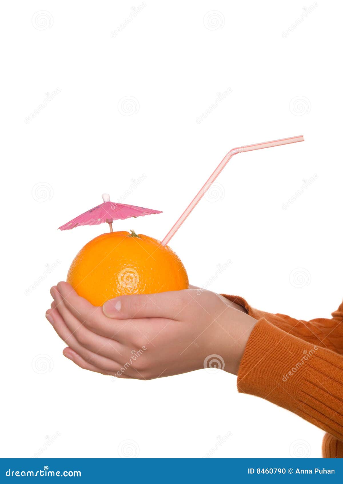 Fresh Orange Juice in Hand on White Background Stock Photo - Image of ...
