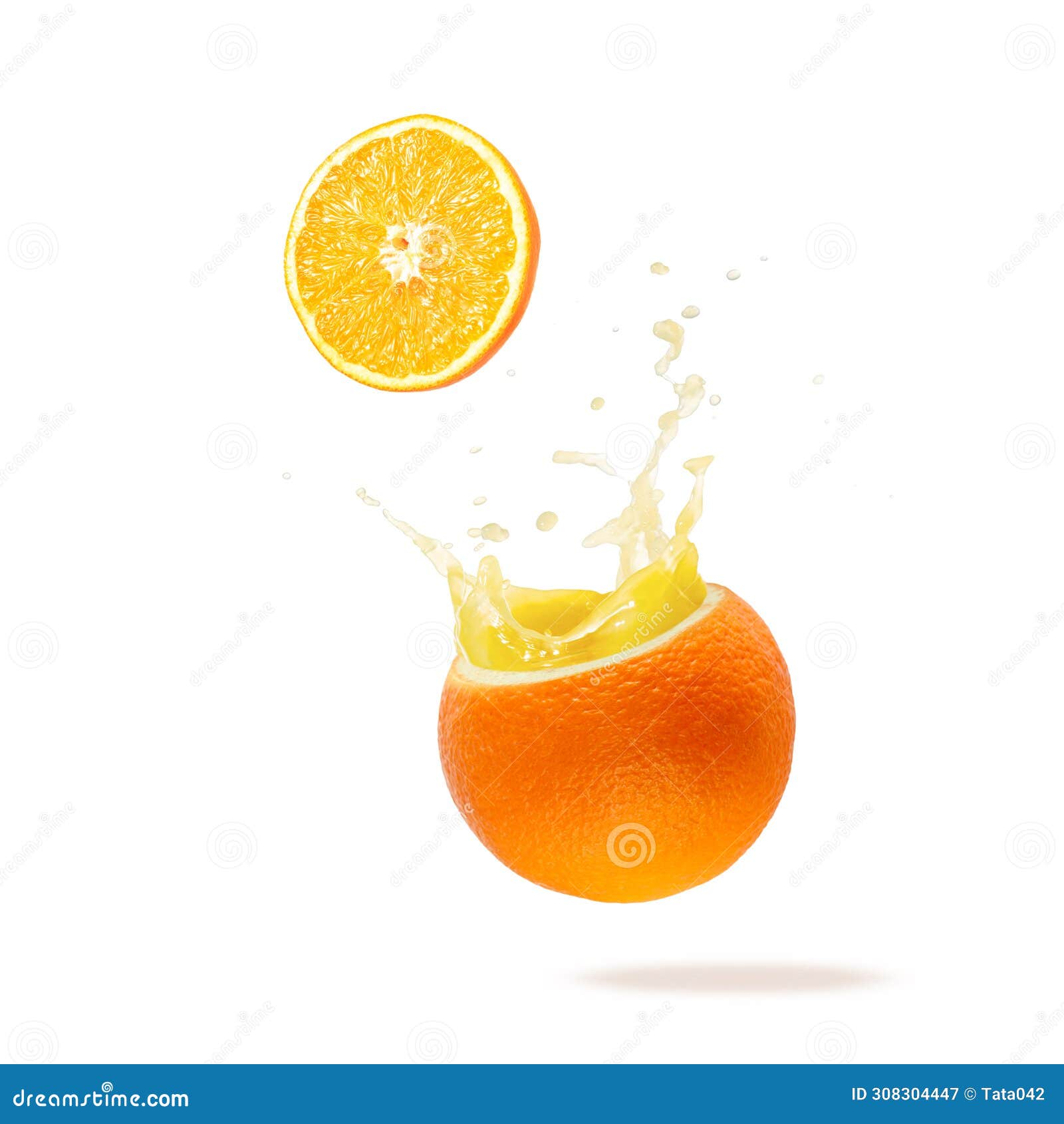 Fresh Orange Juice Splashing from Fruit Isolated on White Background ...