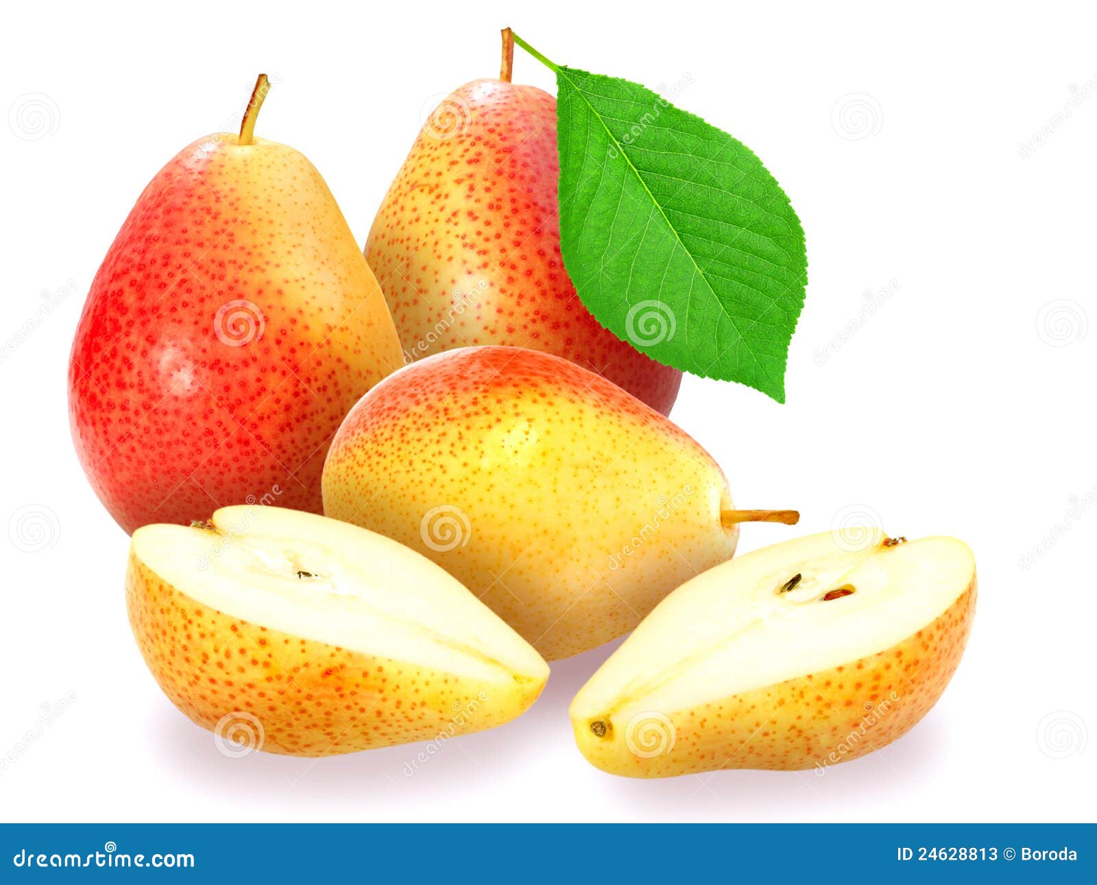 Fresh Orange Pears with Green Leaf Stock Image - Image of garden ...