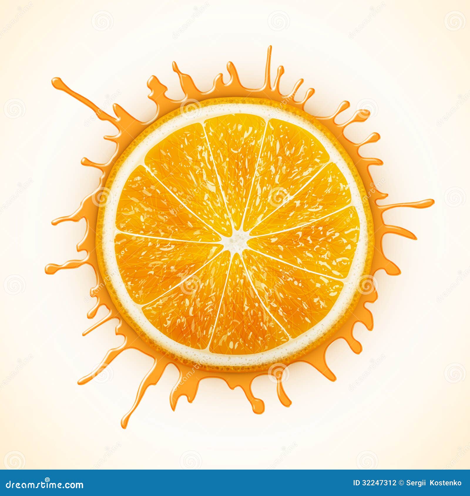 Fresh orange with splash stock vector. Illustration of organic - 32247312