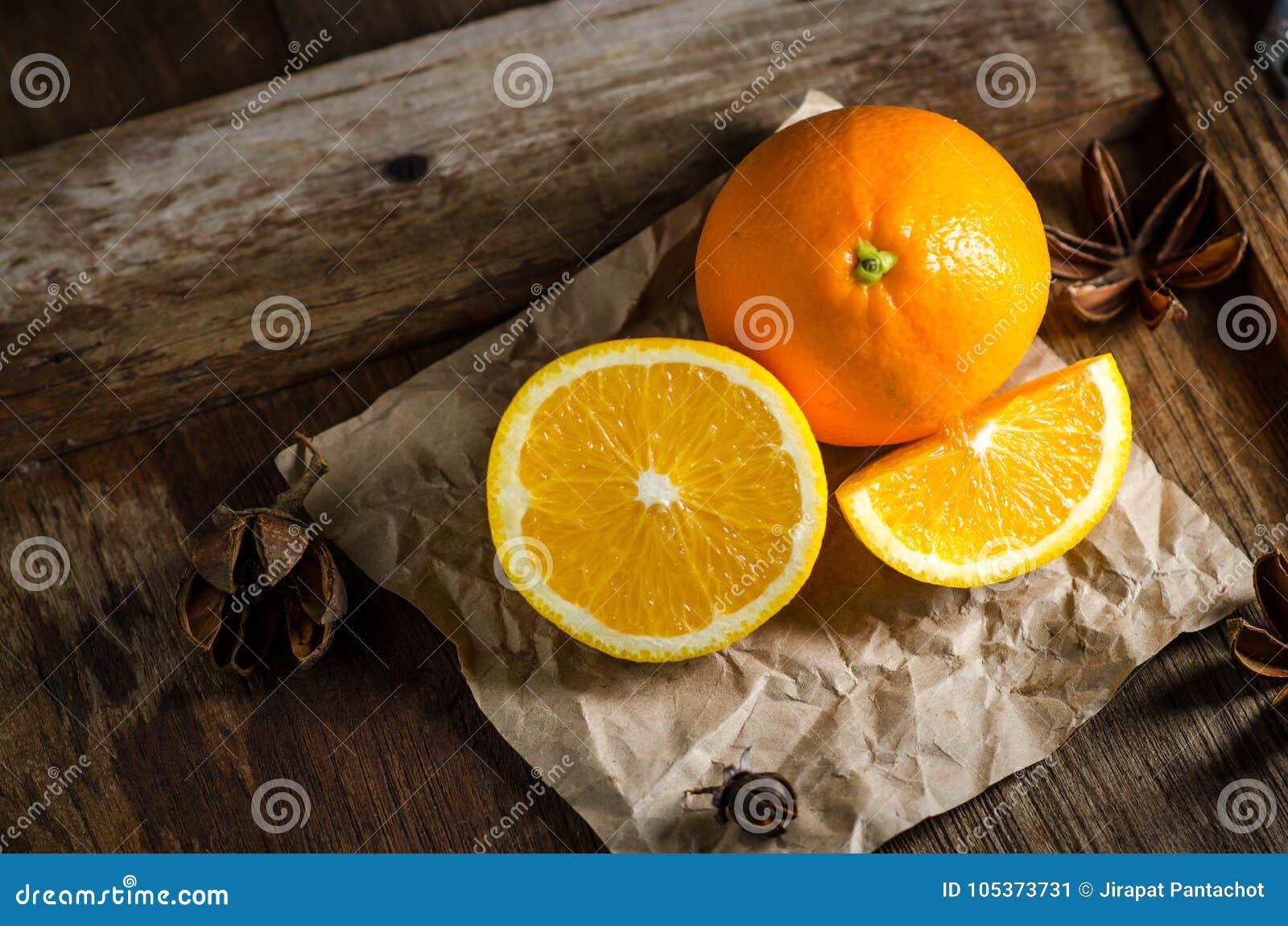 Fresh Orange on Wooden Table Background Stock Image - Image of ...